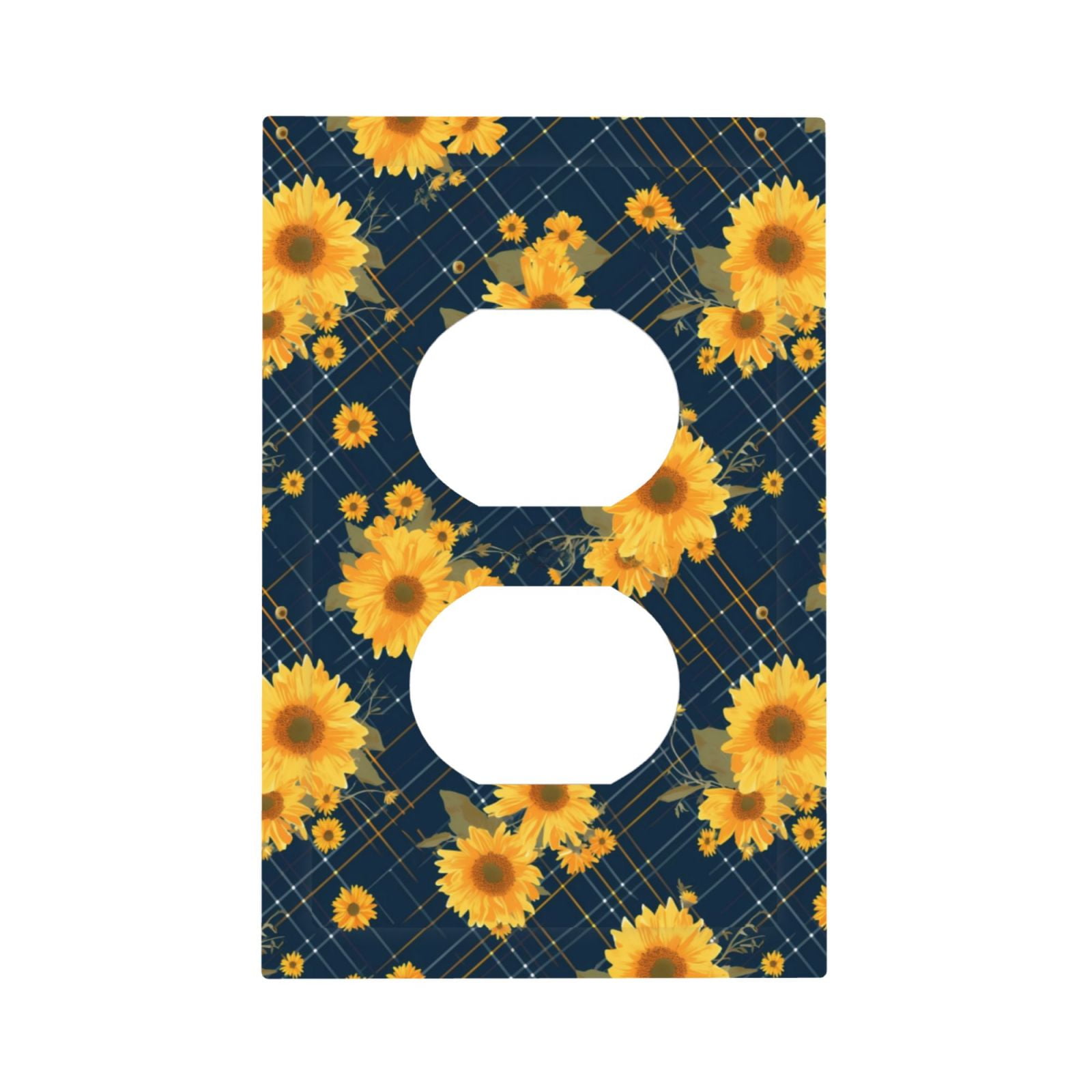 Fotbe Blue Striped Sunflower A Print Duplex Receptacle Wall Plate, 1 ...