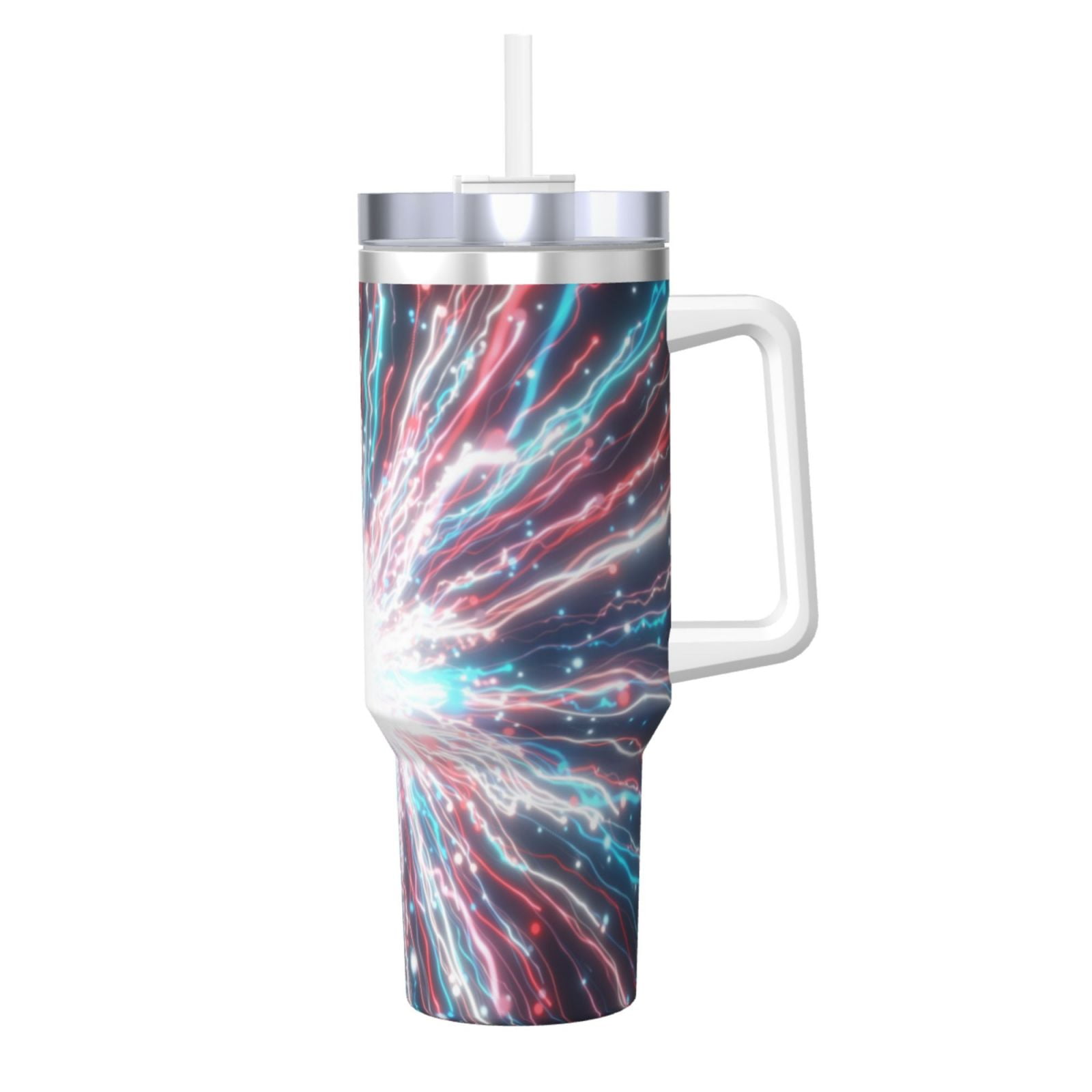 Fotbe Blue Swirl Fireworks Pattern 40oz Ice Bully With Handle And Straw ...