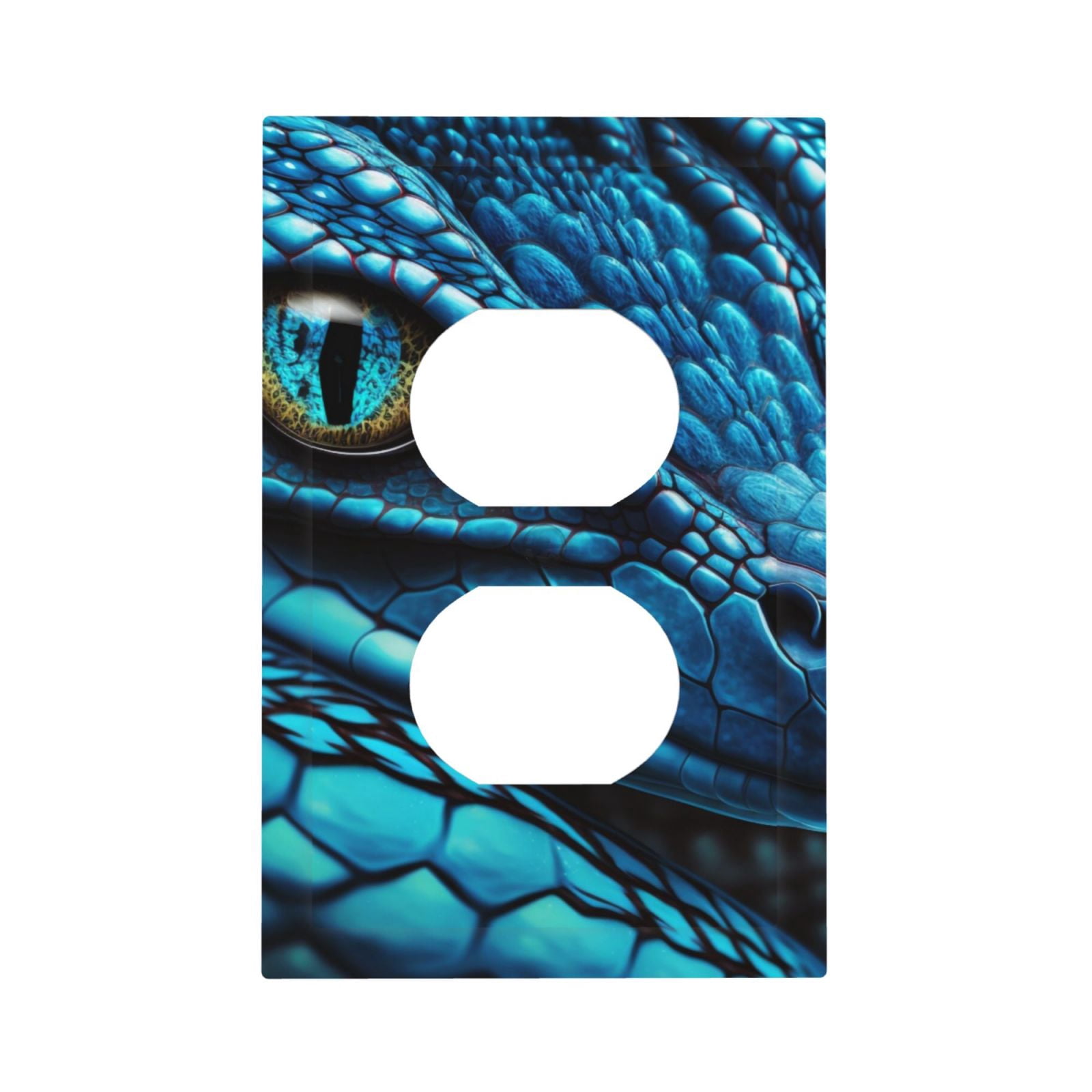 Fotbe Blue Viper Snake Closeup Face Print Duplex Receptacle Wall Plate ...