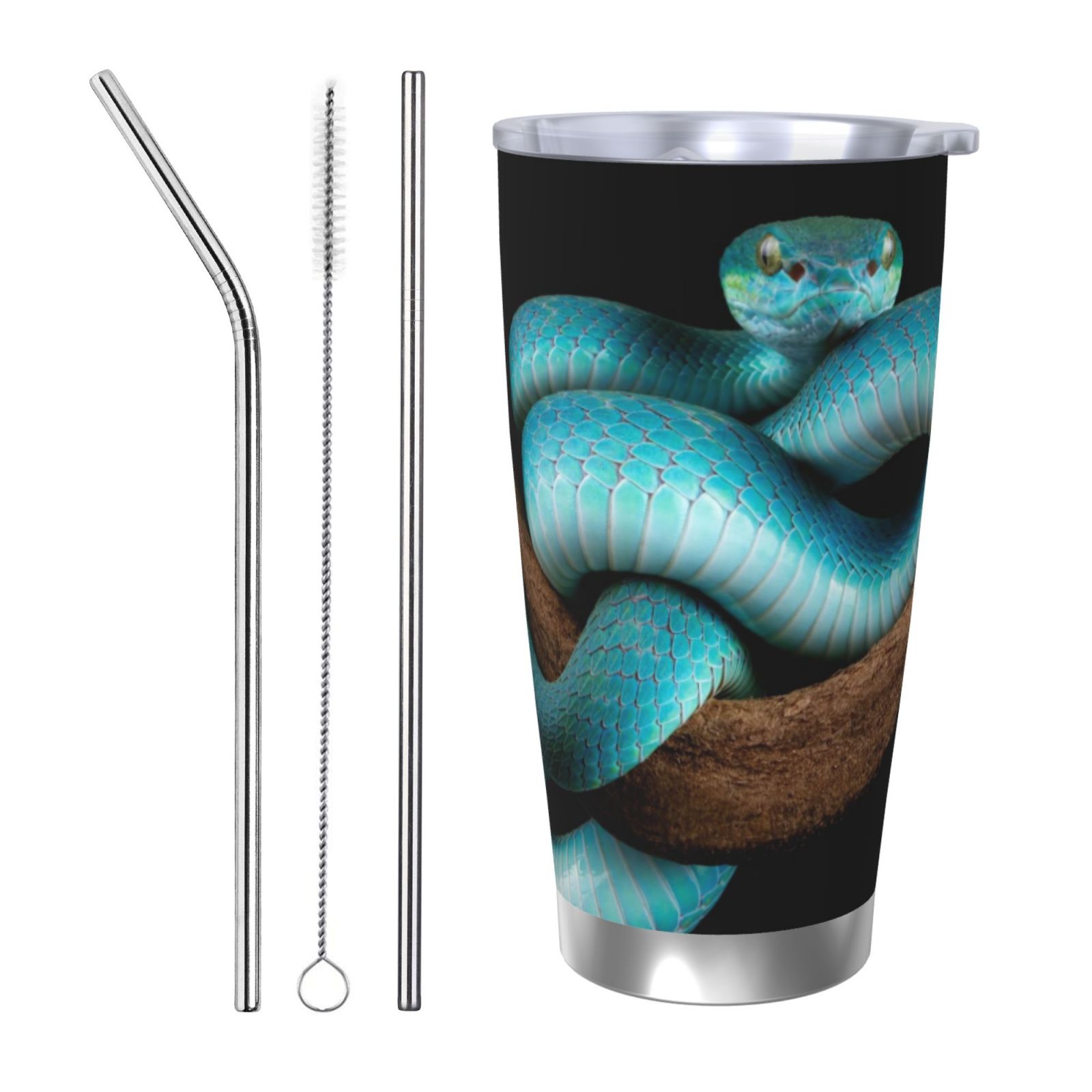 Fotbe Blue Viper Snake Pattern 20 oz Tumbler Stainless Steel Vacuum ...