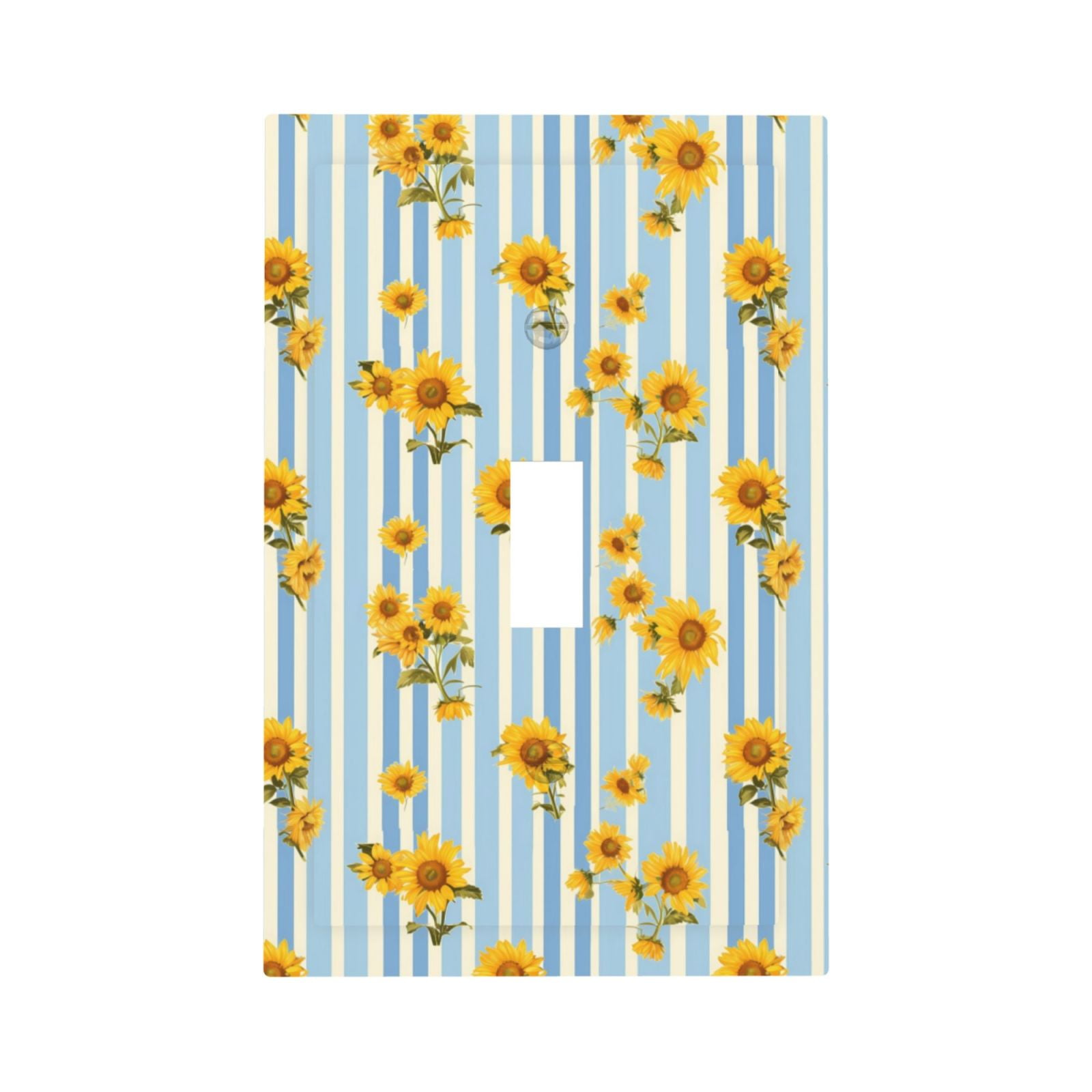 Fotbe Blue White Striped Sunflower Print Duplex Receptacle Wall Plate ...