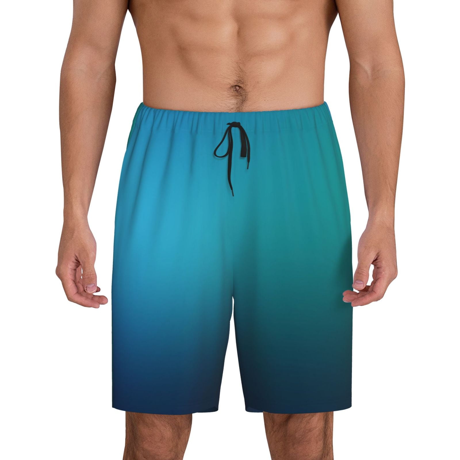 Fotbe Blue to turquoise Pattern Pajama Shorts for Men, Men's Pajama ...