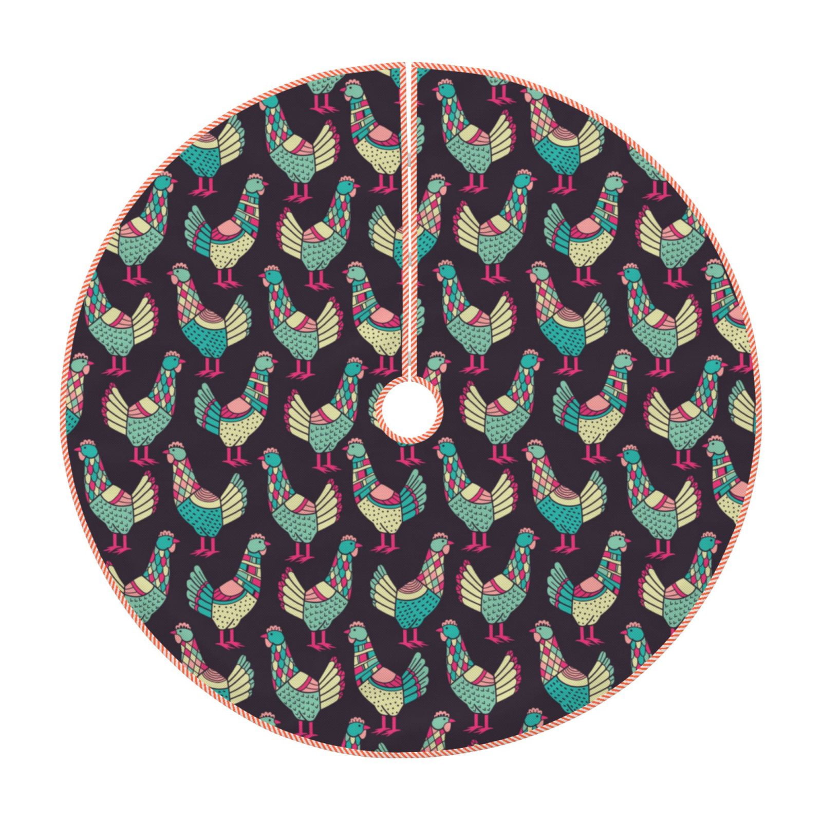 Fotbe Bohemian Chicken Pattern Christmas Tree Skirt, Tree Skirts Plush ...