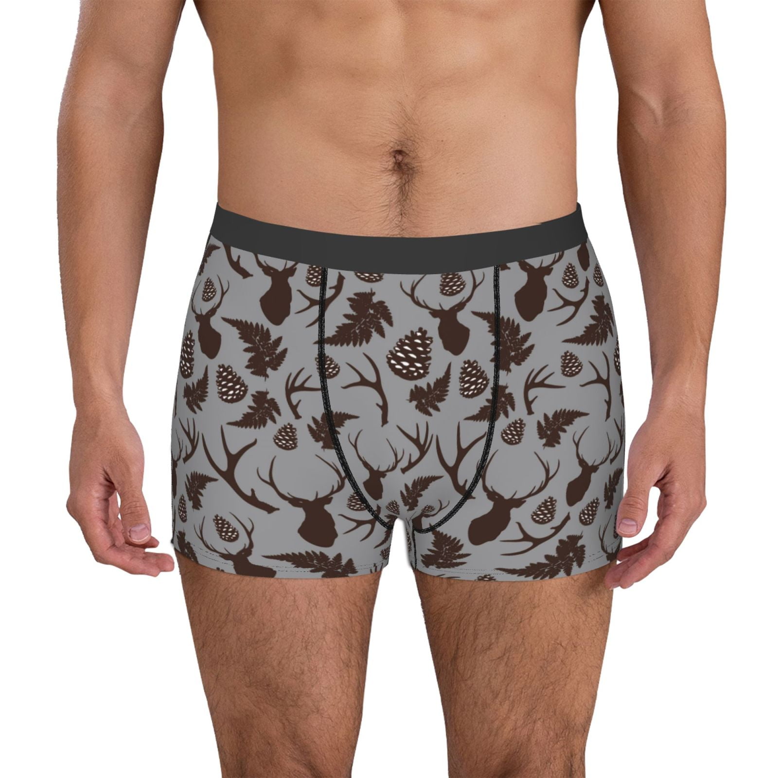 Fotbe Brown Moose with Pinecones Men’s Total Support Pouch Boxer Briefs, X-Temp Cooling ...