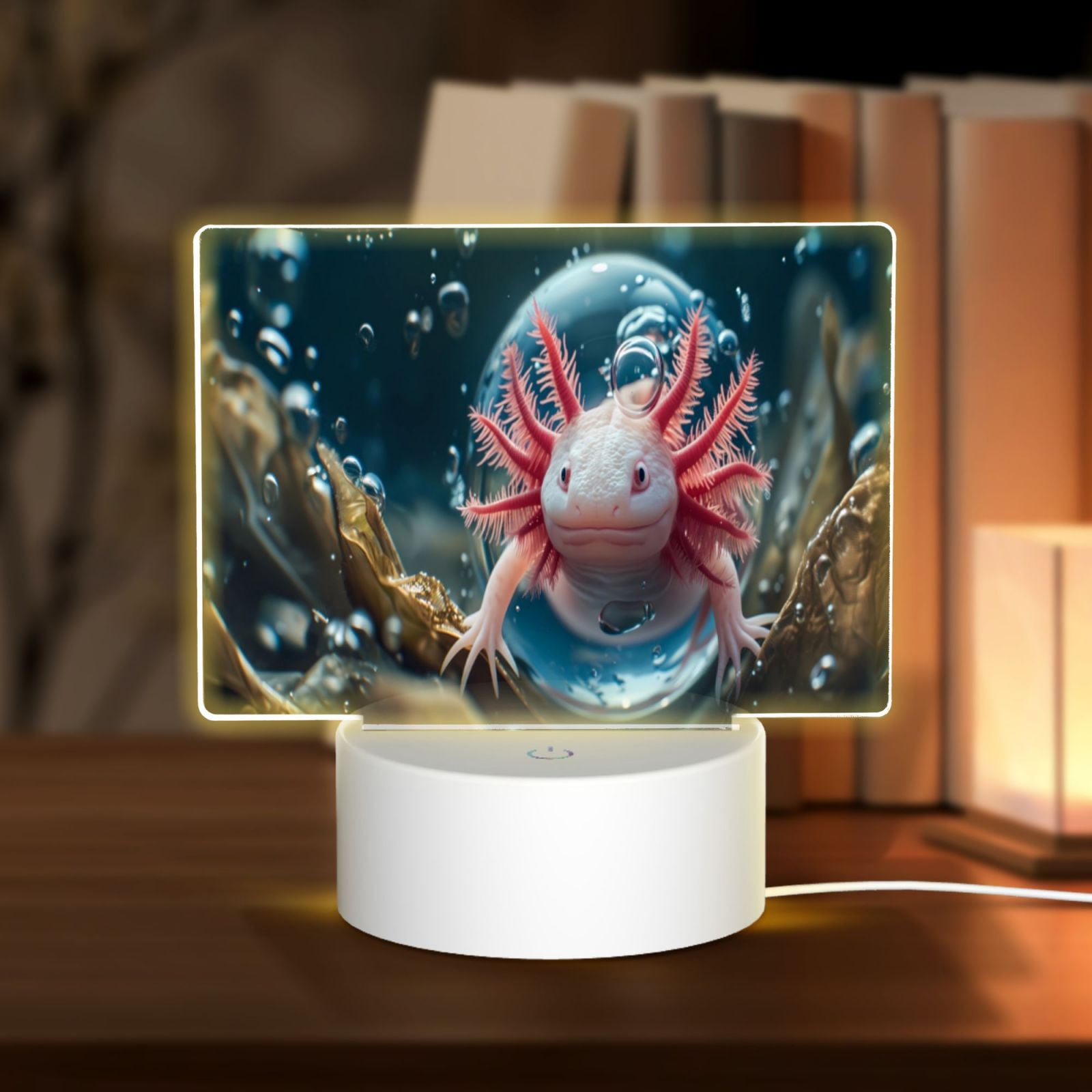 Fotbe Bubbles Axolotl Fantasy Pattern Acrylic Night Light Gift with 3 ...