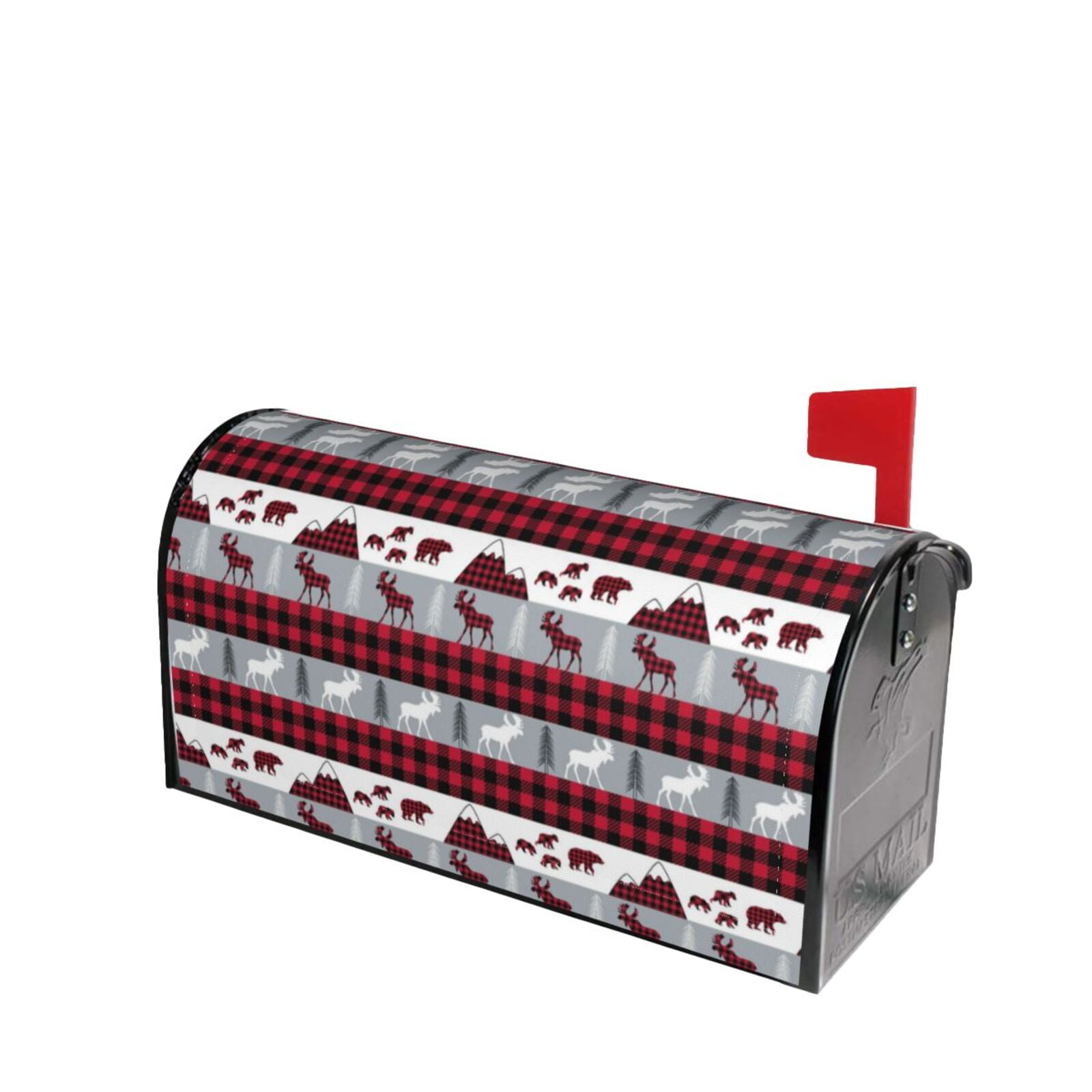 Fotbe Buffalo Plaid Forest Mailbox Covers Post Letter Box Cover Garden ...