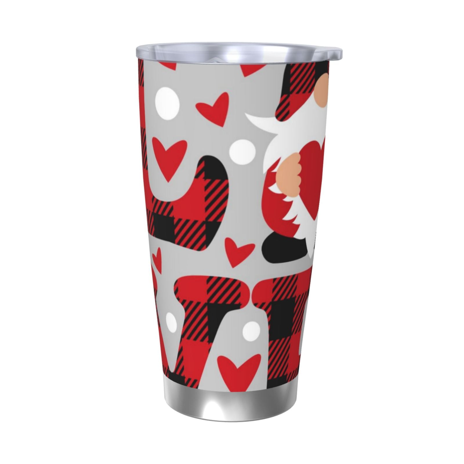 Fotbe Buffalo Plaid Love And Gnome Pattern 20 oz Tumbler Stainless ...