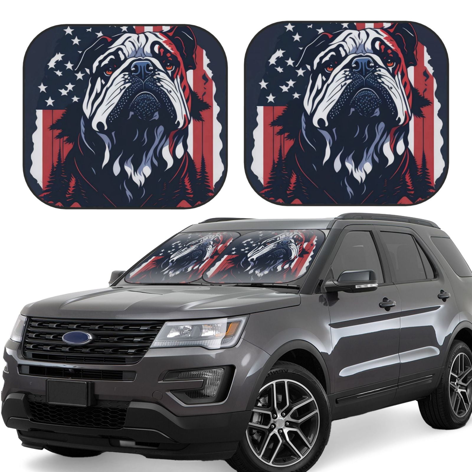 Fotbe Bulldog with Forest Flag 2-Piece Car Windshield Sun Shade | Sun ...