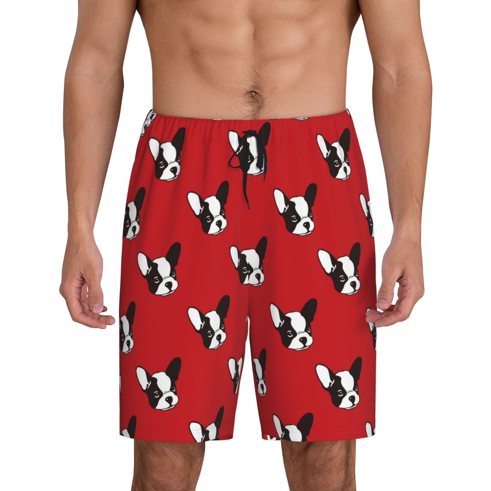 Fotbe Bulldog Red Pajama Shorts for Men, Men's Pajama Bottoms ...