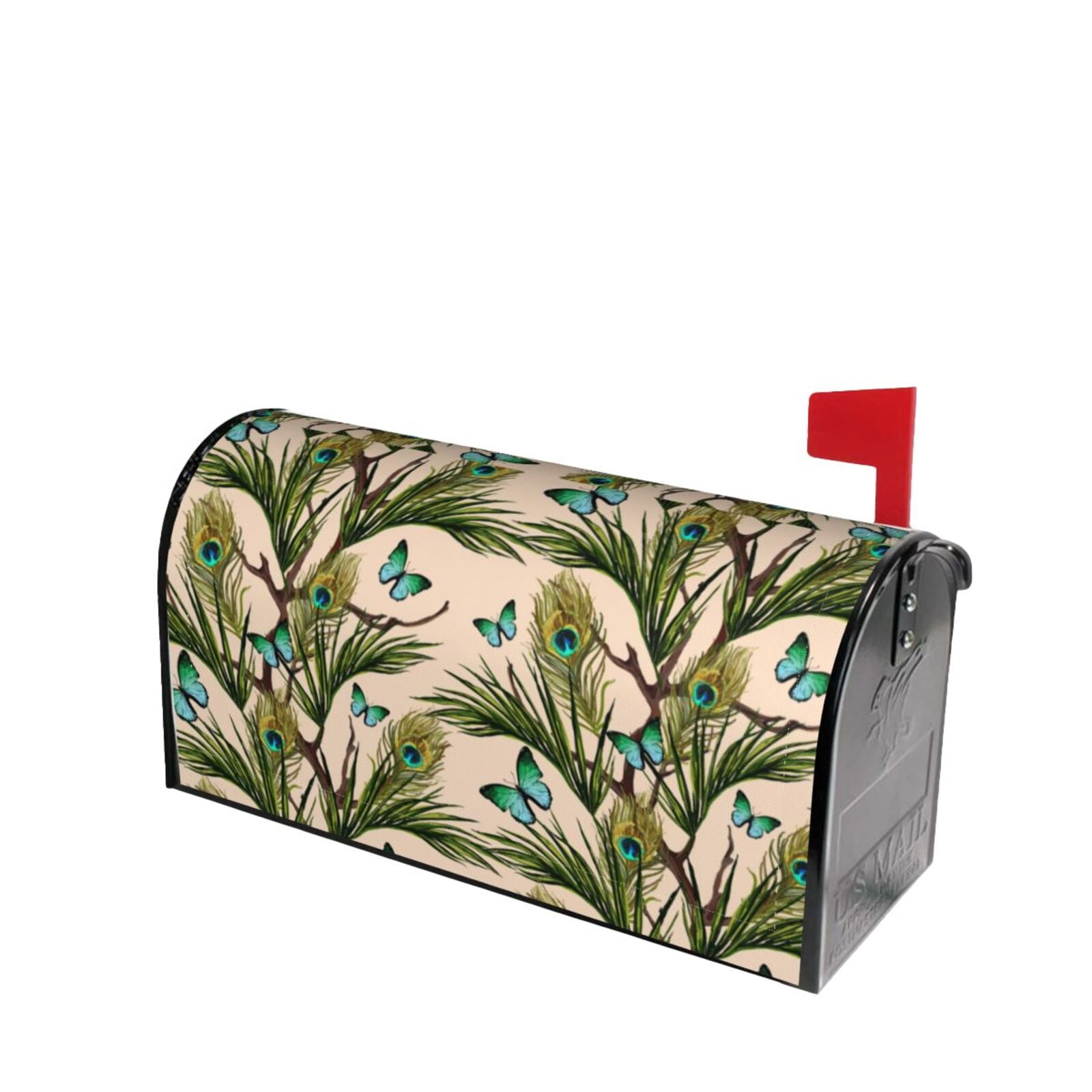 Fotbe Butterflies And Peacock Feathers Mailbox Covers Post Letter Box ...