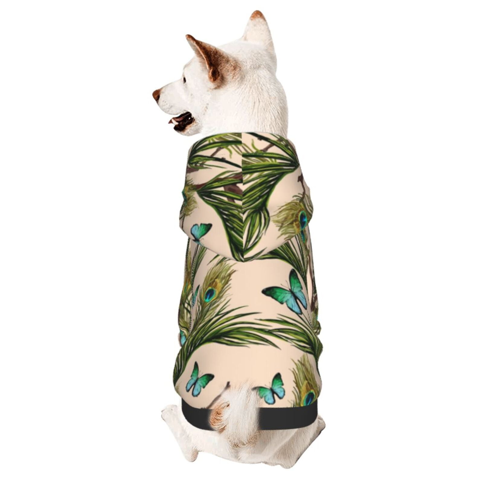 Fotbe Butterflies And Peacock Feathers Print Small Dog Sweater Hoodies ...