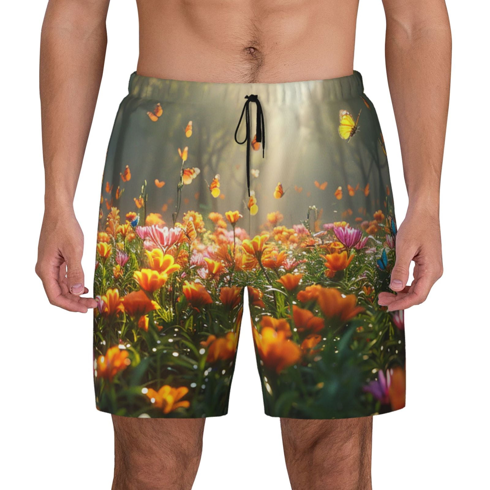 Fotbe Butterflies In Flower Field Men’s Swim Trunks Quick Dry Swim ...