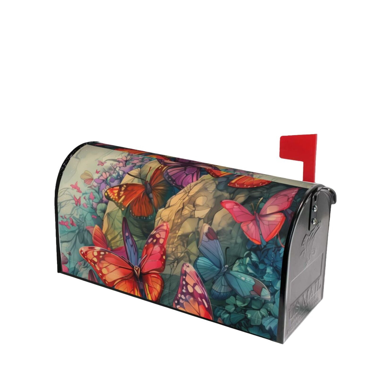 Fotbe Butterflies On Rocky Cliff Mailbox Covers Post Letter Box Cover ...