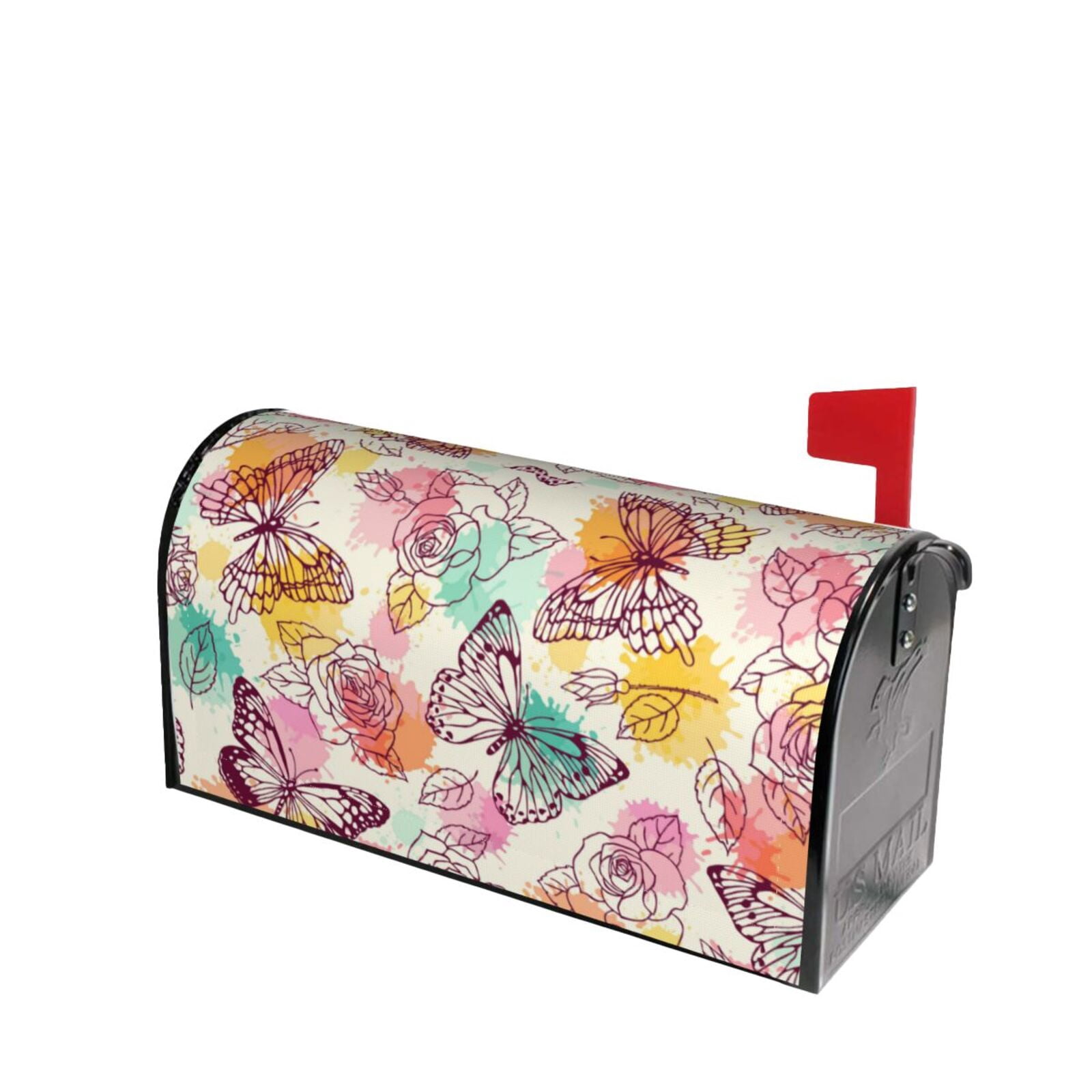 Fotbe Butterflies and Roses Mailbox Covers Post Letter Box Cover Garden ...