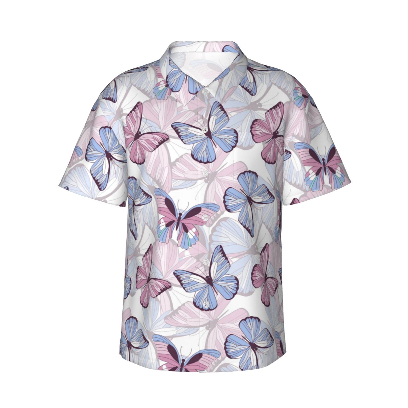 Fotbe Butterflies in Pastel Hawaiian Shirt for Men Unisex Summer Beach ...