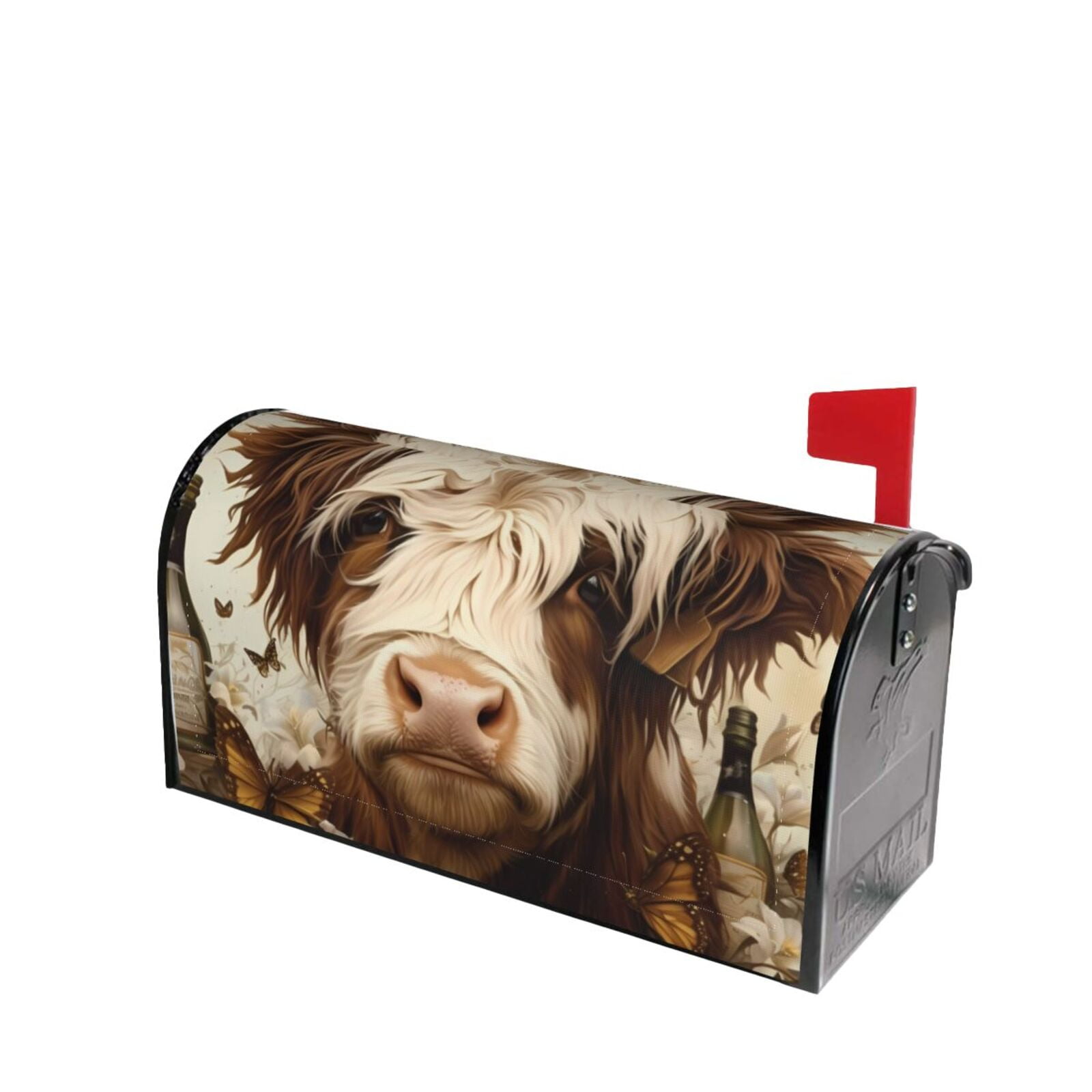 Fotbe Butterfly Cow Barrel Mailbox Covers Post Letter Box Cover Garden ...
