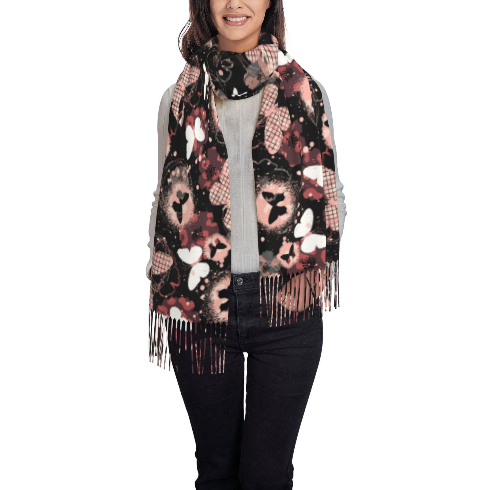 Fotbe Butterflies1 Print Womens Fall Winter Scarf Tassel Soft Warm ...