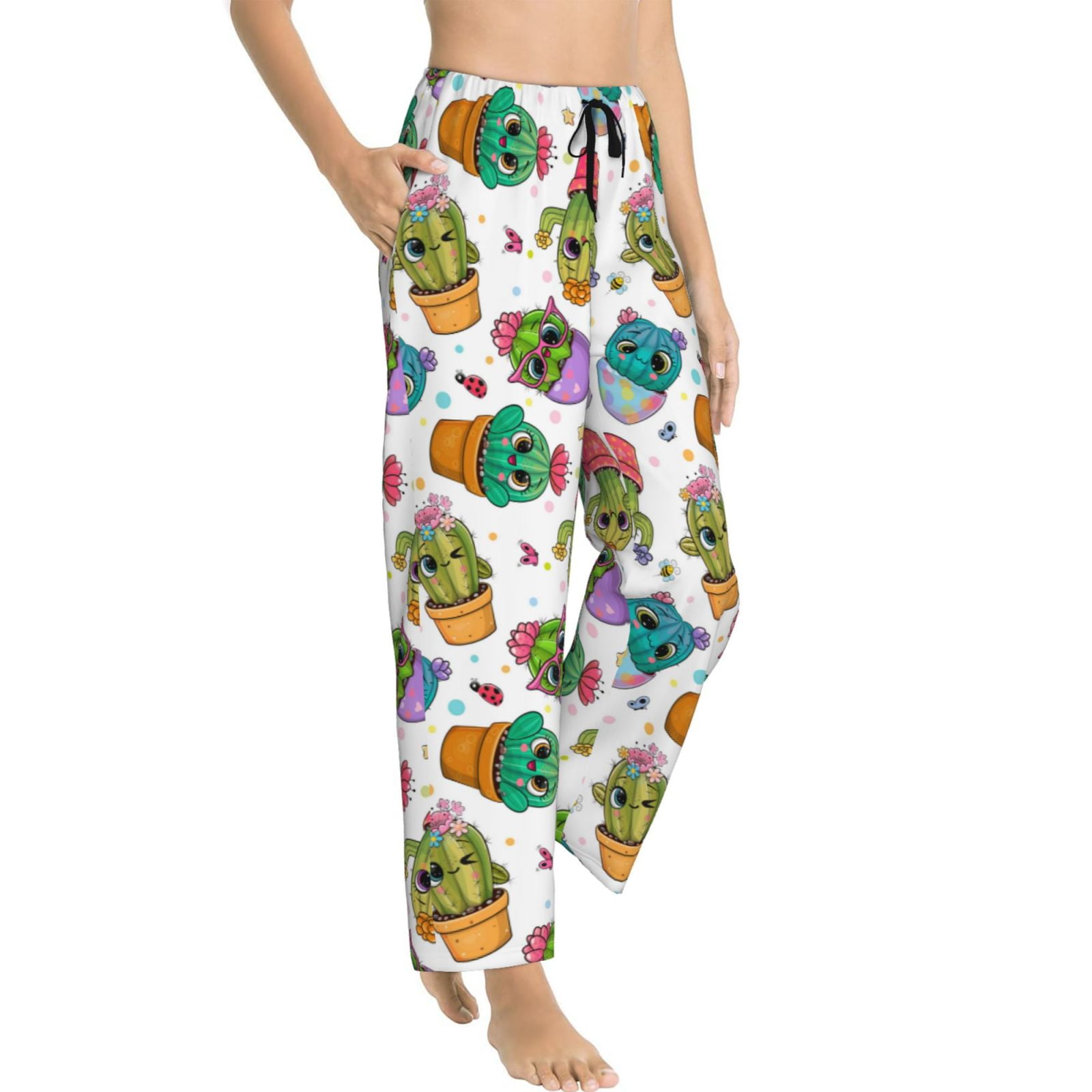 Fotbe Cactus And Insects Women's Pajama Pants,Sleepwear Pants,Pj ...