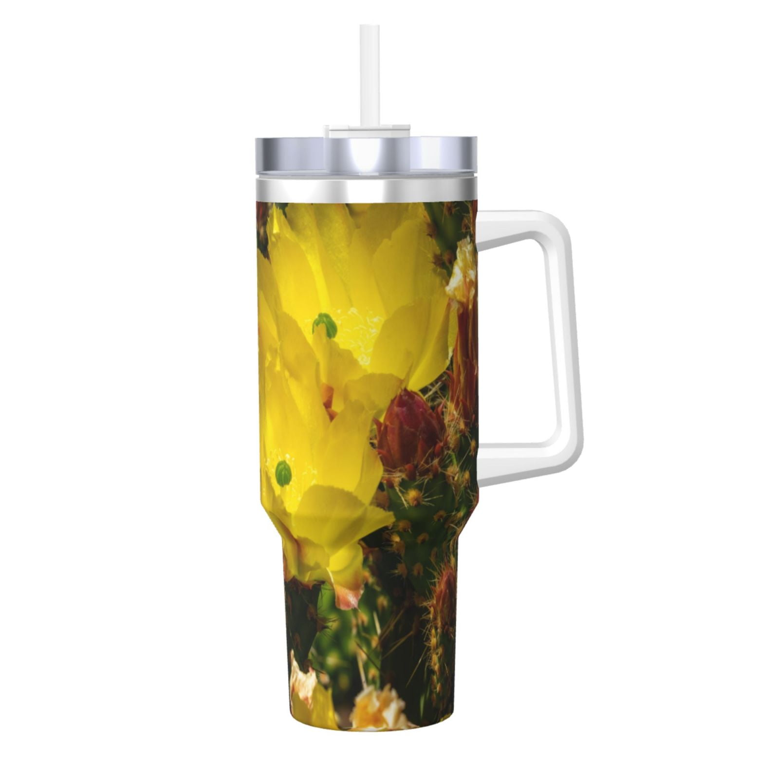 Fotbe Cactus Flowers Pattern 40oz Ice Bully With Handle And Straw ...