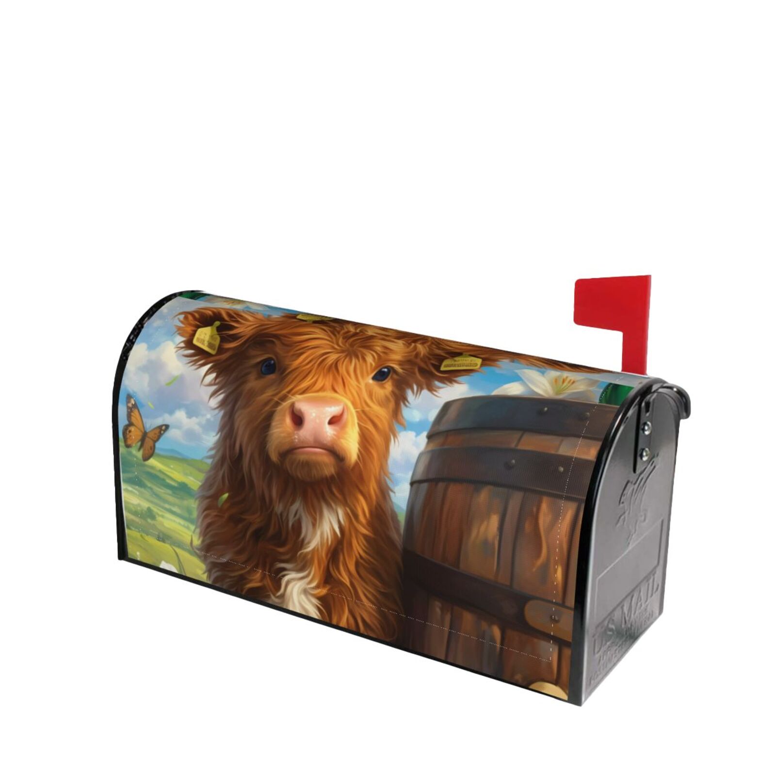 Fotbe Calf Butterflies Lilies A Mailbox Covers Post Letter Box Cover ...