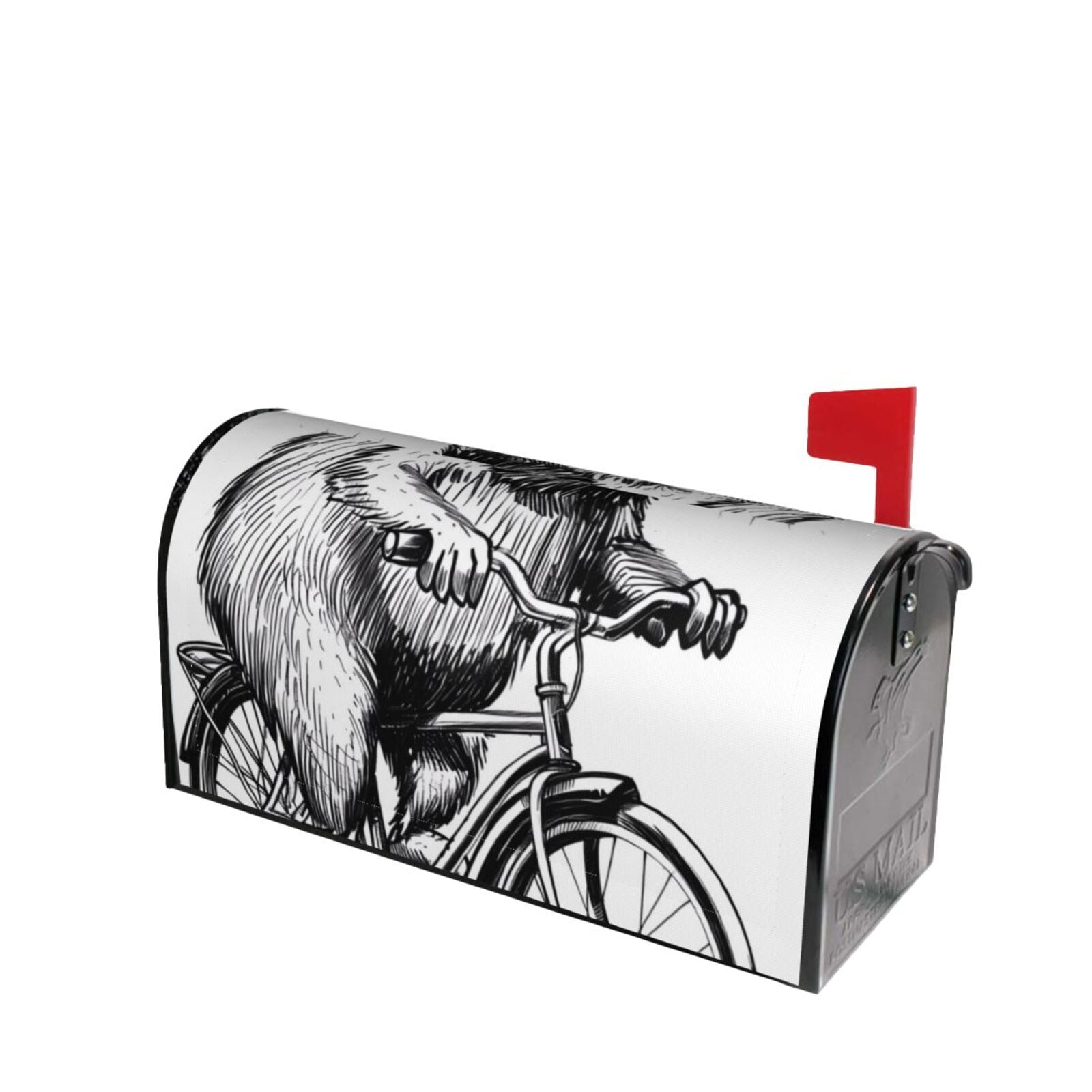 Fotbe Capybara Riding Bicycle Mailbox Covers Post Letter Box Cover ...