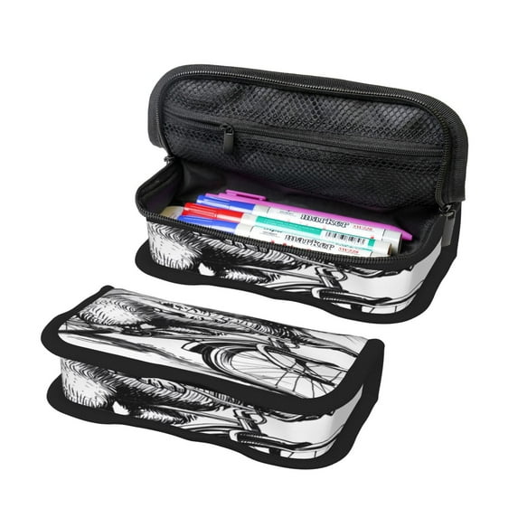 Fotbe Capybara Riding Bicycle Pattern Pencil Case,Canvas Pen Case ...