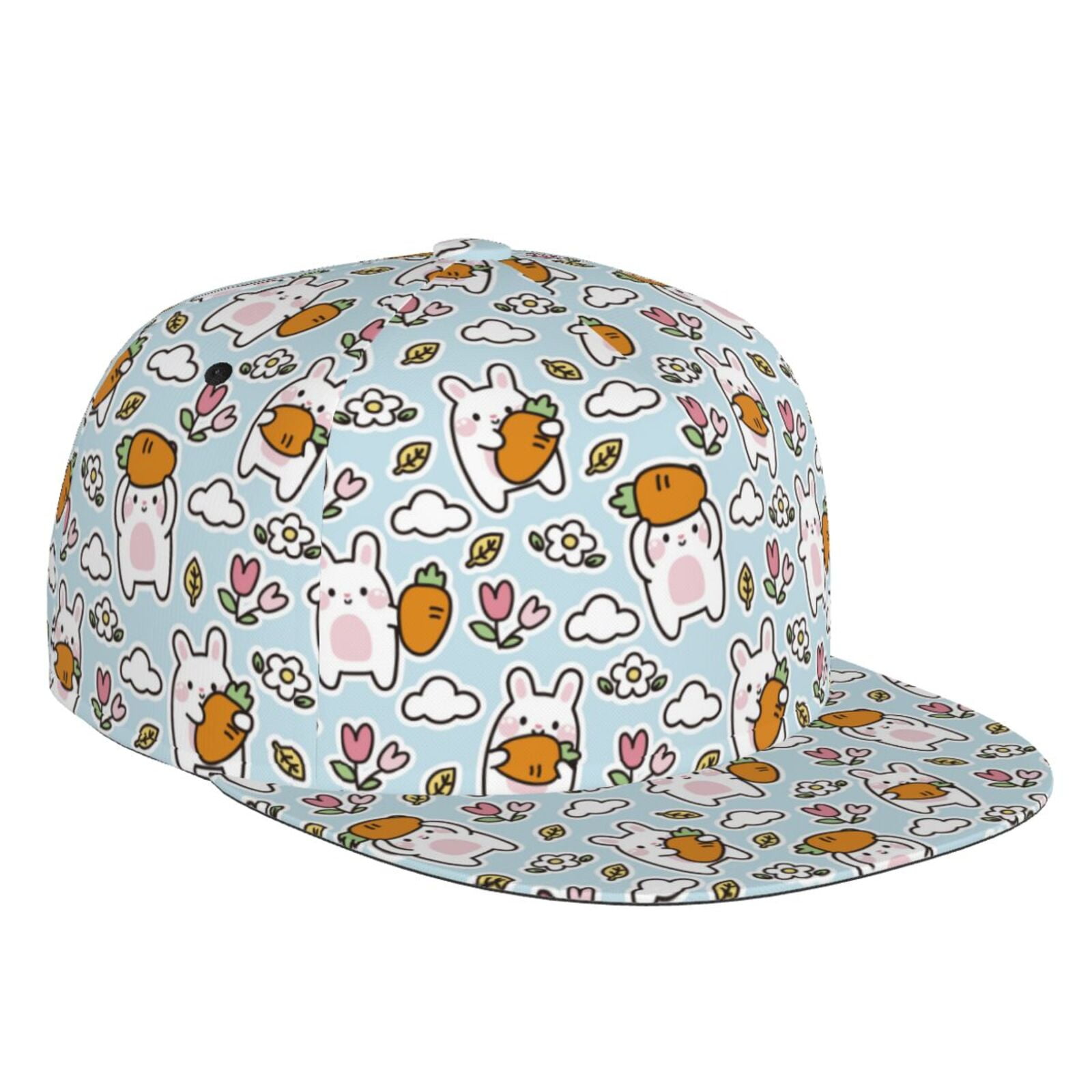 Fotbe Carrot Rabbit Flat Bill Visor Cap Classic Snapback Hat Polyester ...