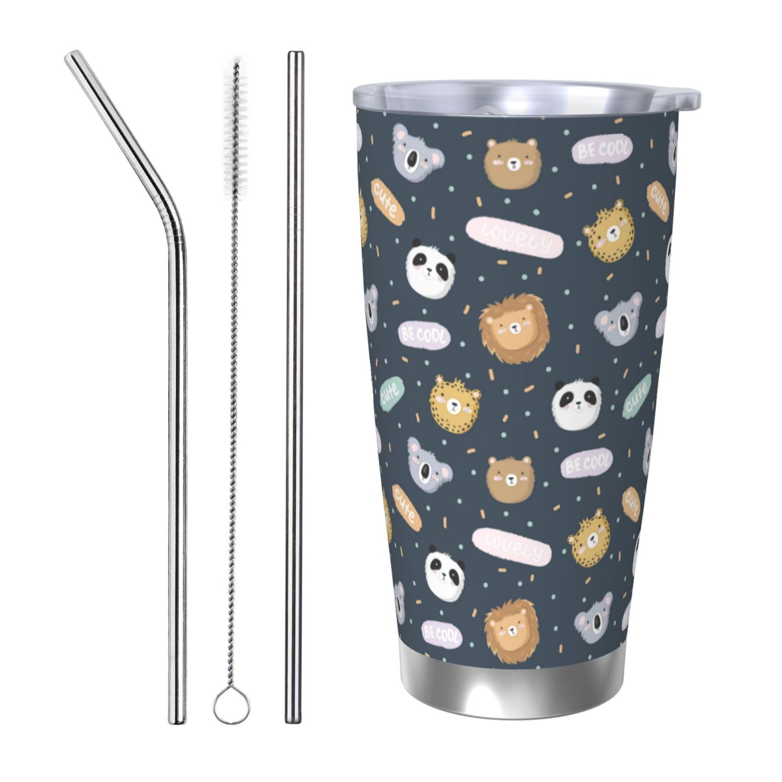 Fotbe Cartoon Animals Pattern 20 oz Tumbler Stainless Steel Vacuum ...