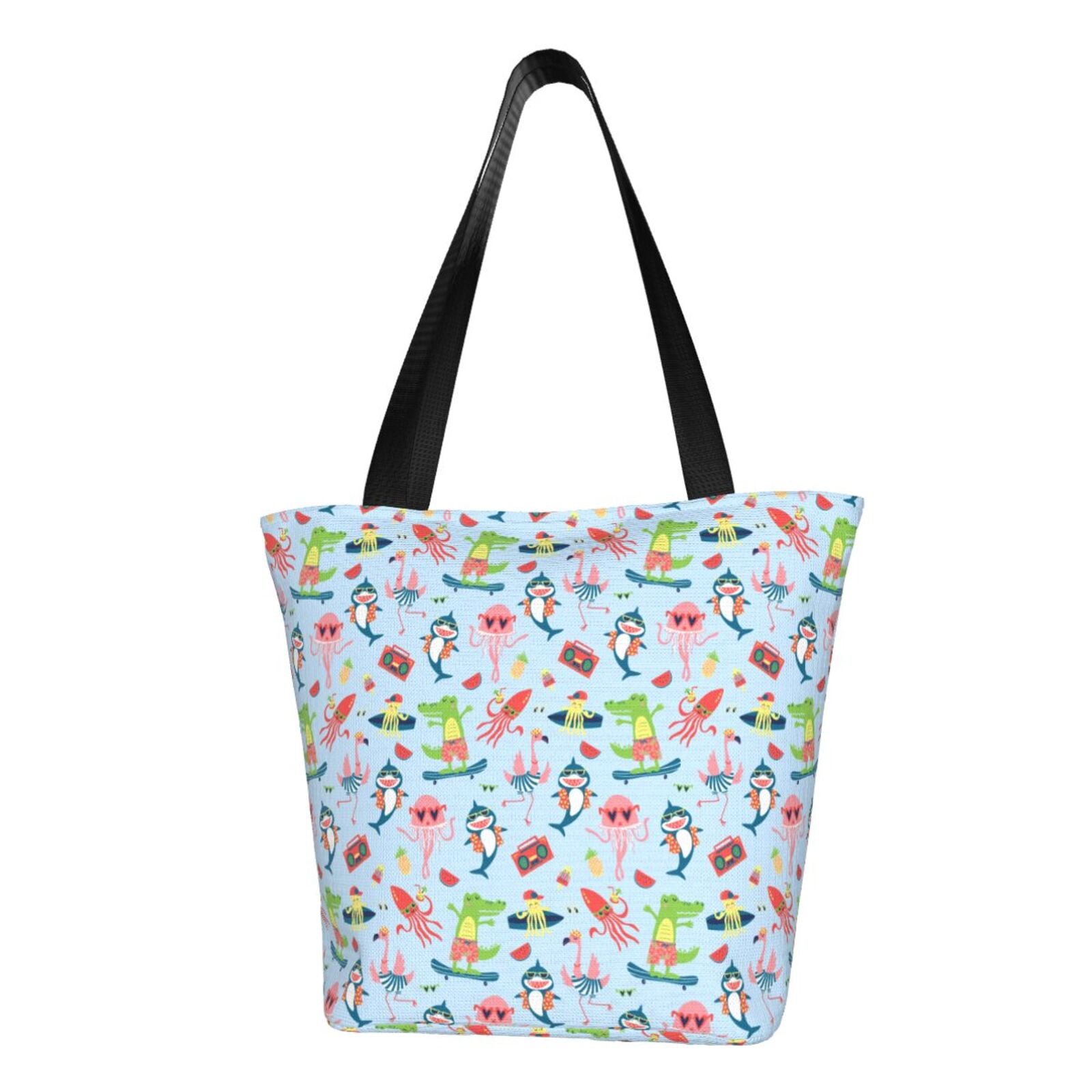 Fotbe Cartoon Animals Pattern Beach Tote,Shoulder Handbag,Spacious Tote ...