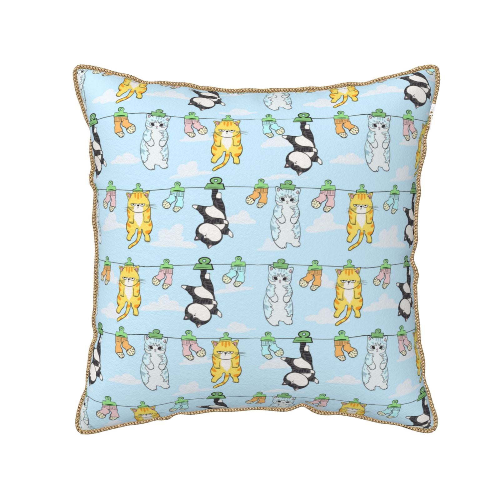 Fotbe Cartoon Cat Pattern Velvet Decorative Throw Pillow Covers with ...