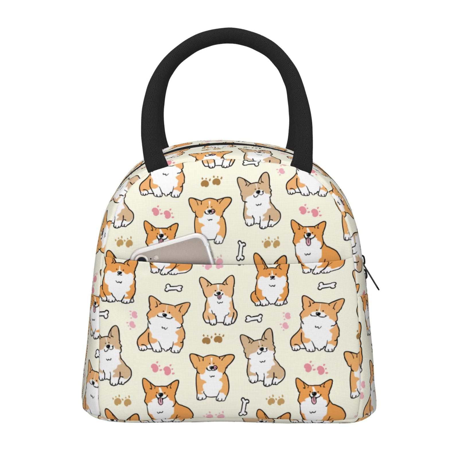 Fotbe Cartoon Corgi Pattern Lunch Bag, Insulated Lunch Box, Small ...