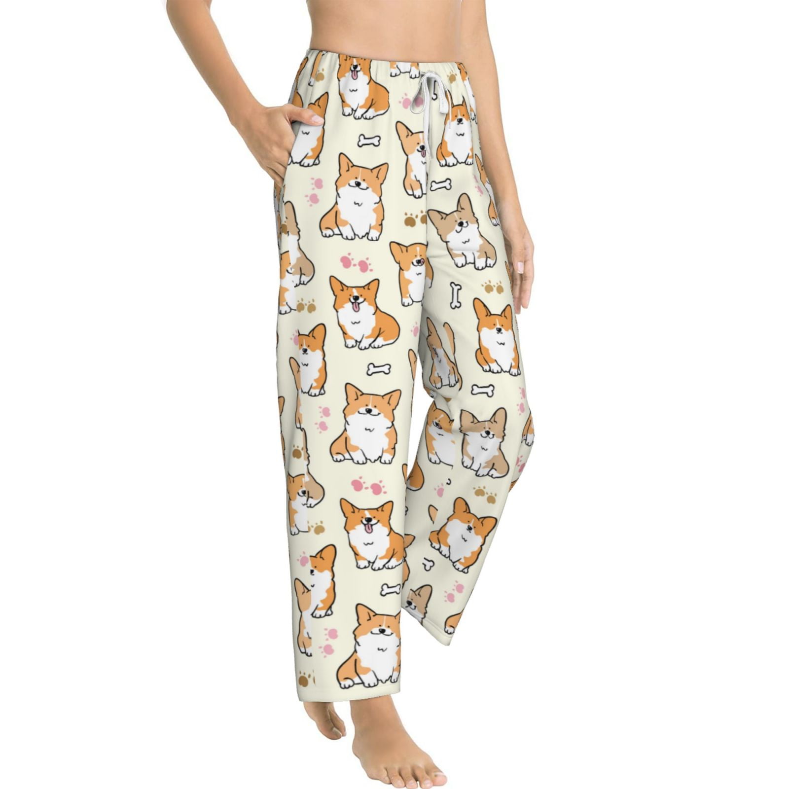 Fotbe Cartoon Corgi Women's Pajama Pants,Sleepwear Pants,Pj Bottoms ...