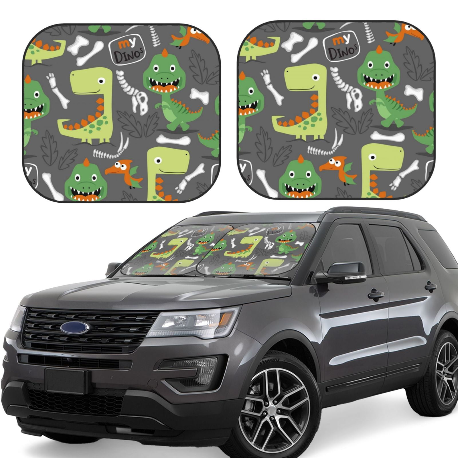Fotbe Cartoon Dinosaurs.Cute Dinosaurs 2-Piece Car Windshield Sun Shade ...