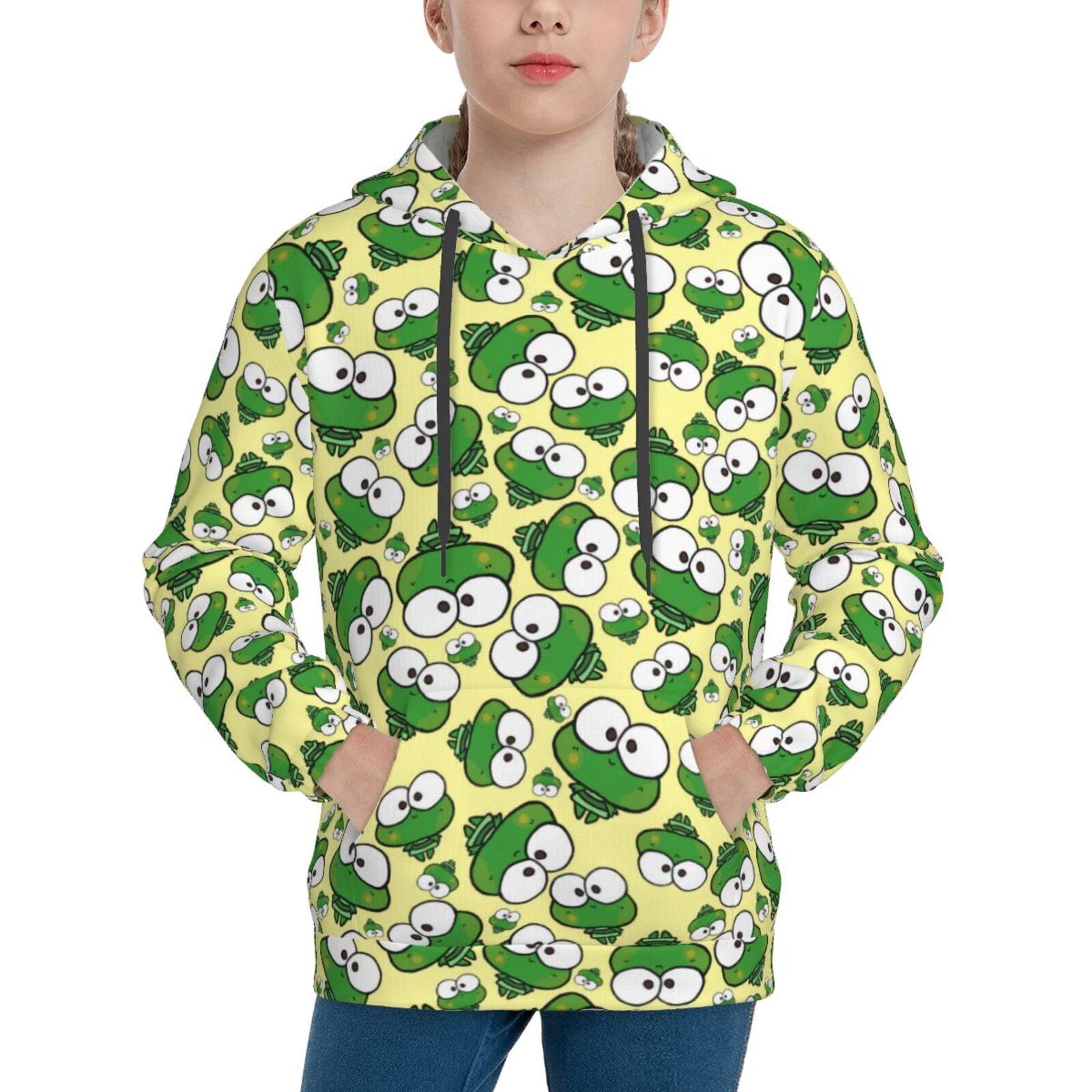 Fotbe Cartoon Frogs Pattern Youth Pullover Hooded Sweatshirt, Boys ...