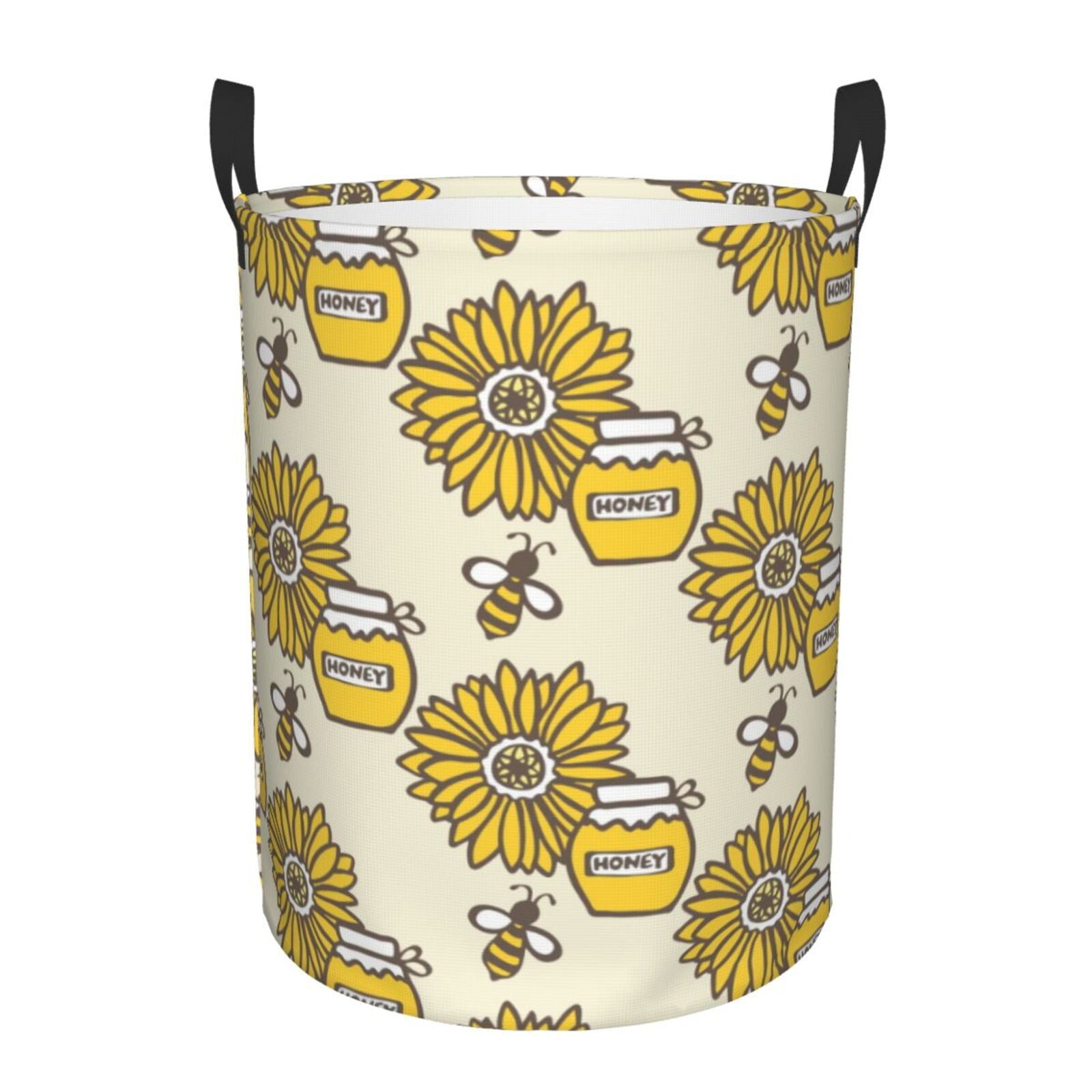 Fotbe Cartoon Honey Pot Bee Sunflower Laundry Basket with Handles ...