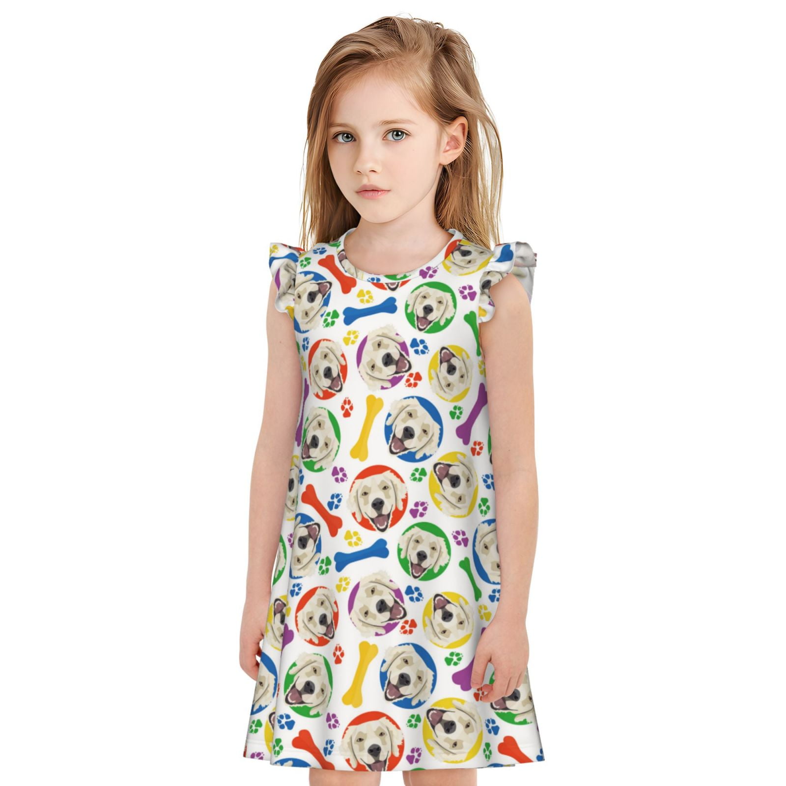 Fotbe Cartoon Labrador Retriever Pattern Girls Nightgowns 3-10 Years ...