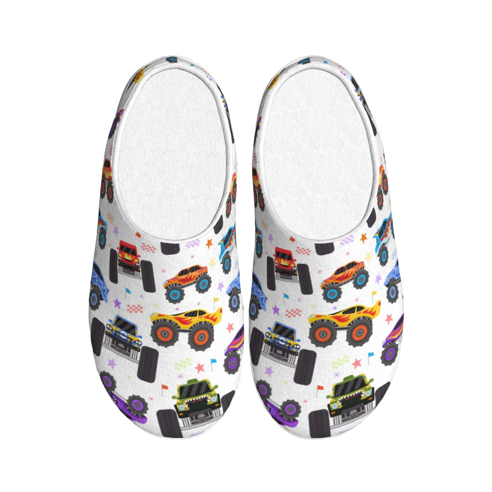 Fotbe Cartoon Monster Trucks1 Pattern Women's Fuzzy Curly Fur Memory ...