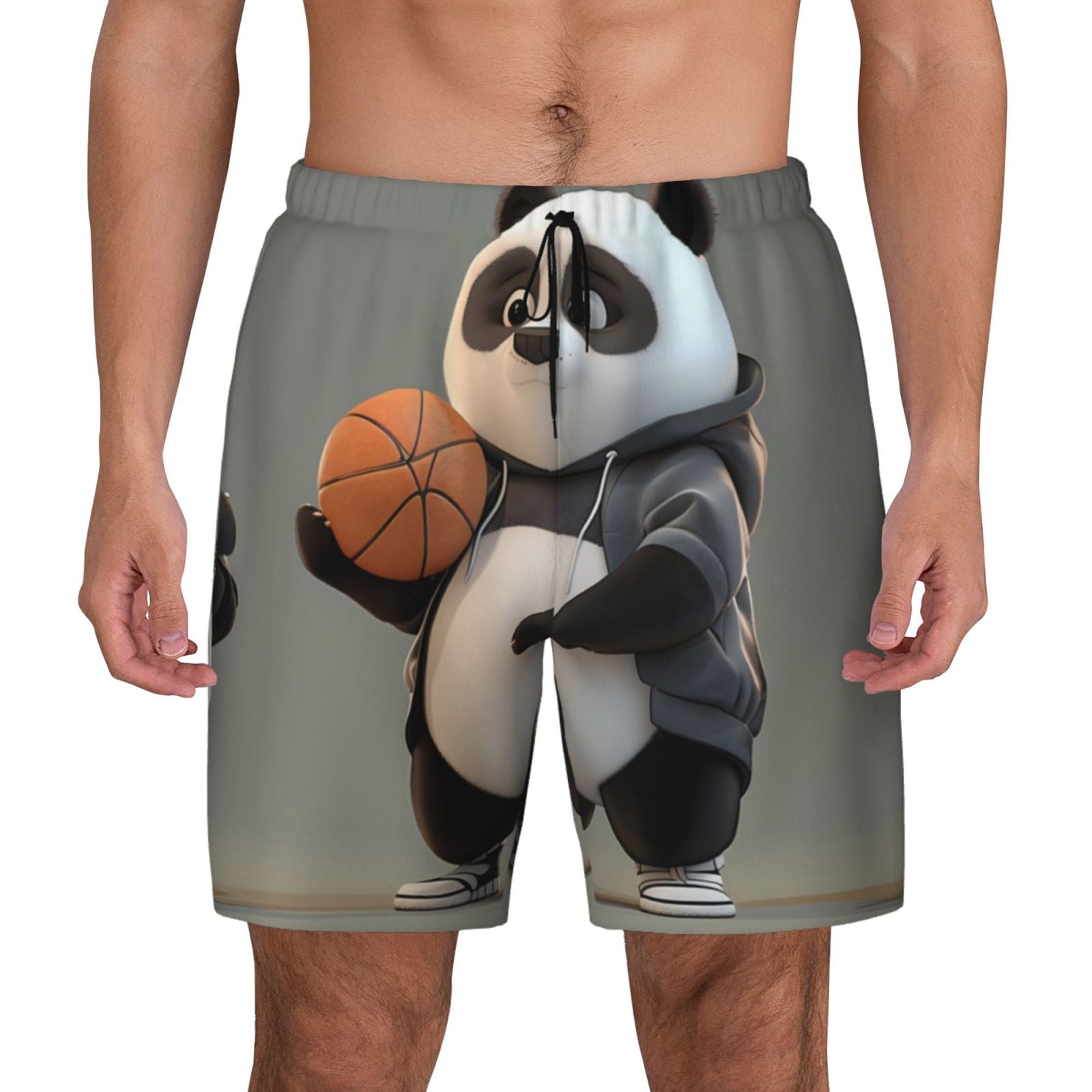 Fotbe Cartoon Pandas Basketball Men’s Swim Trunks Quick Dry Swim Shorts ...