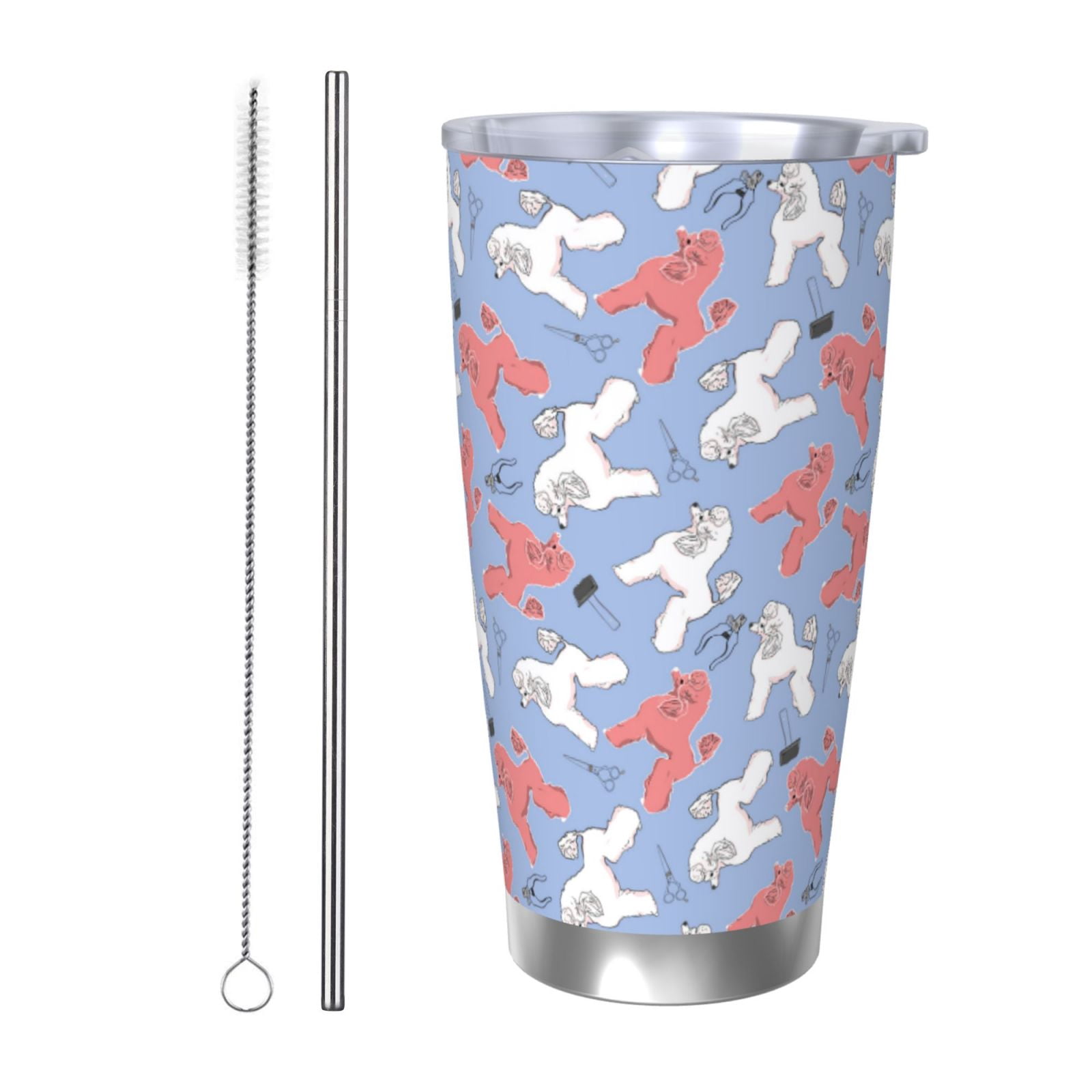 Fotbe Cartoon Poodle Dog Pattern 20 oz Tumbler Stainless Steel Vacuum Insulated Coffee Ice Cup ...