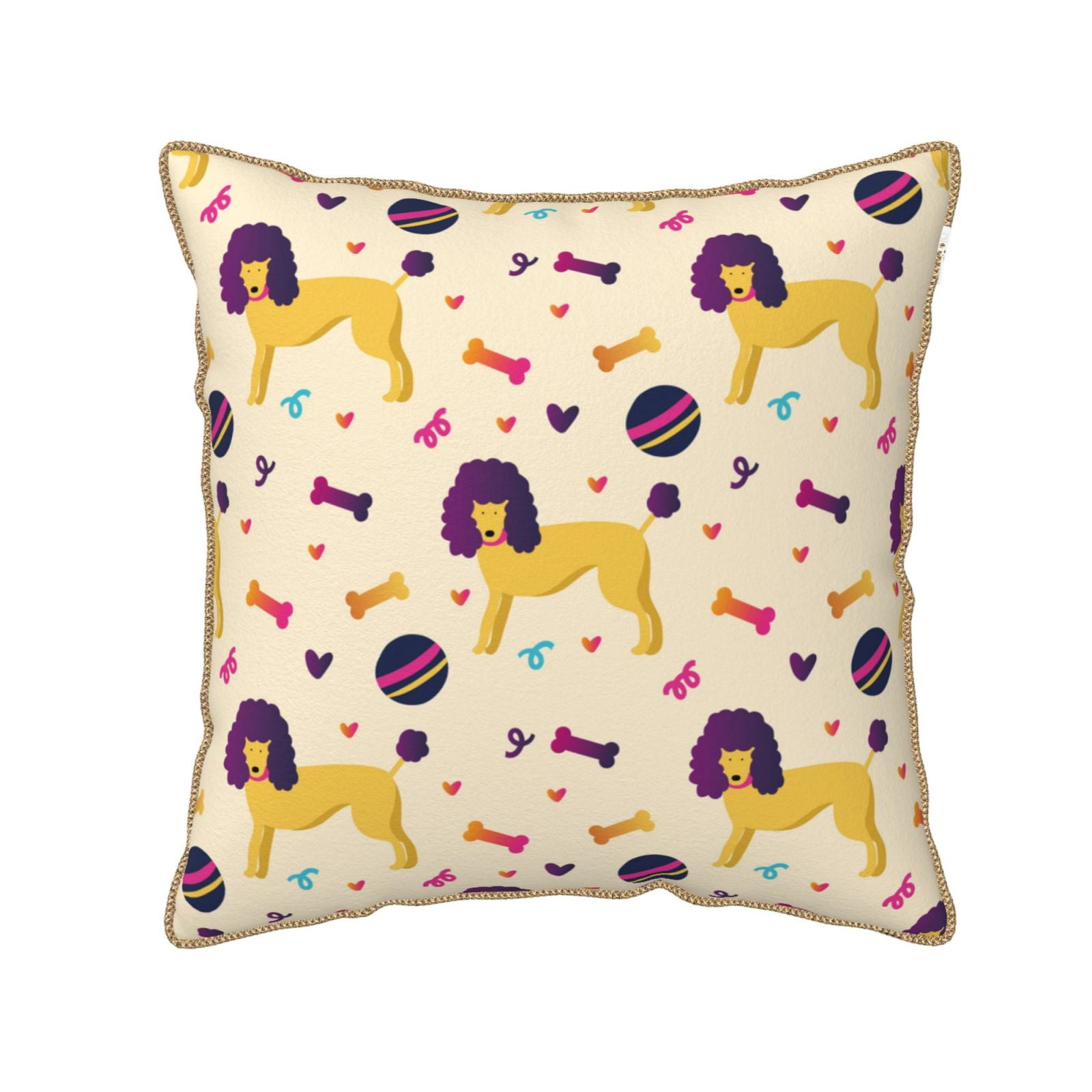 Fotbe Cartoon Poodle Dog Pattern Velvet Decorative Throw Pillow Covers ...