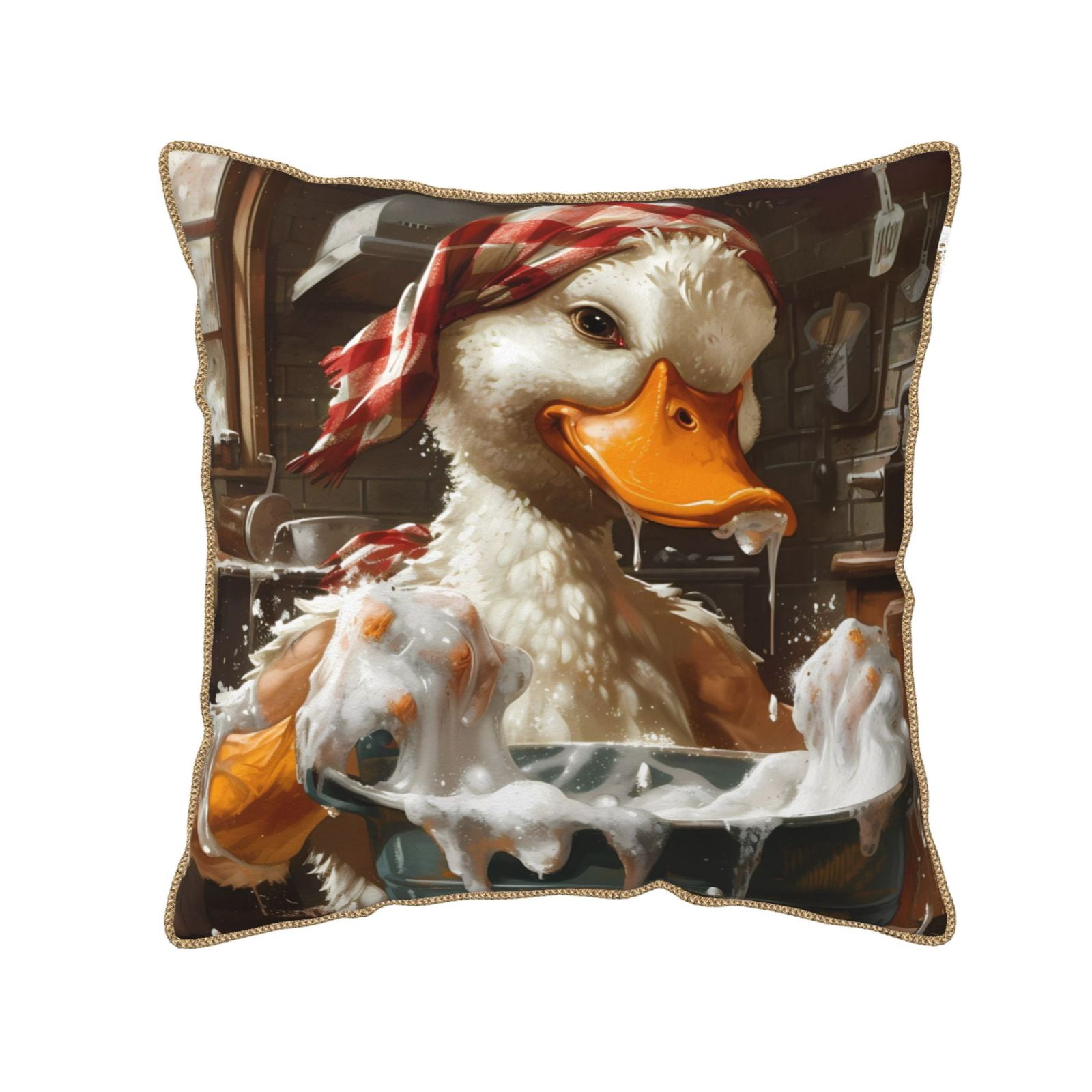 Fotbe Cartoon Scottish Duck Pattern Velvet Decorative Throw Pillow ...