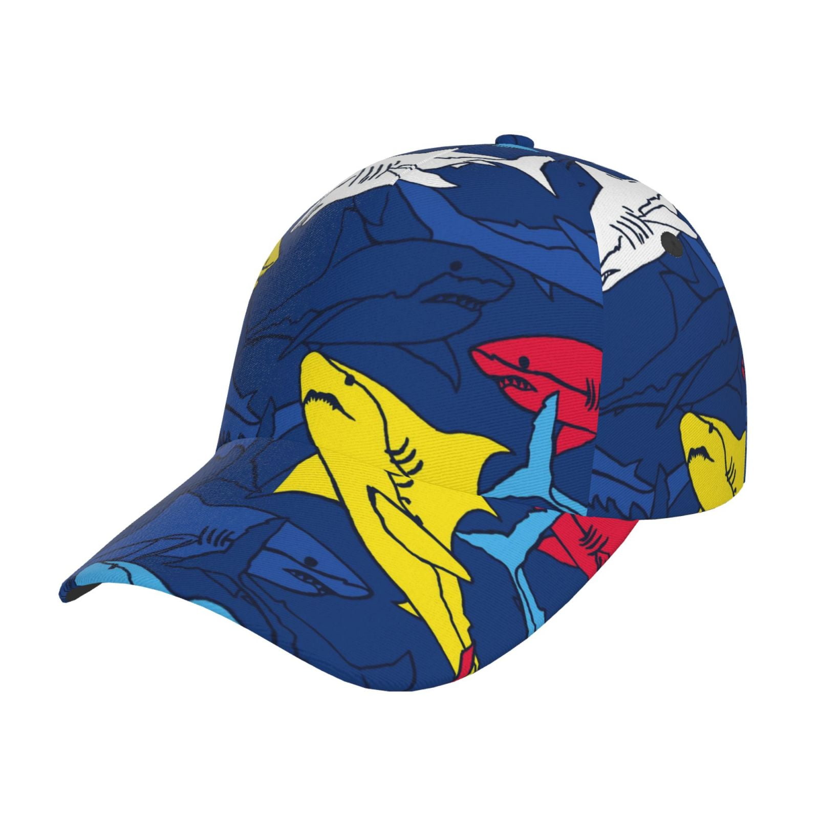 Fotbe Cartoon Shark Baseball Cap, Cartoon Shark Print Dad Hat,Outdoor ...