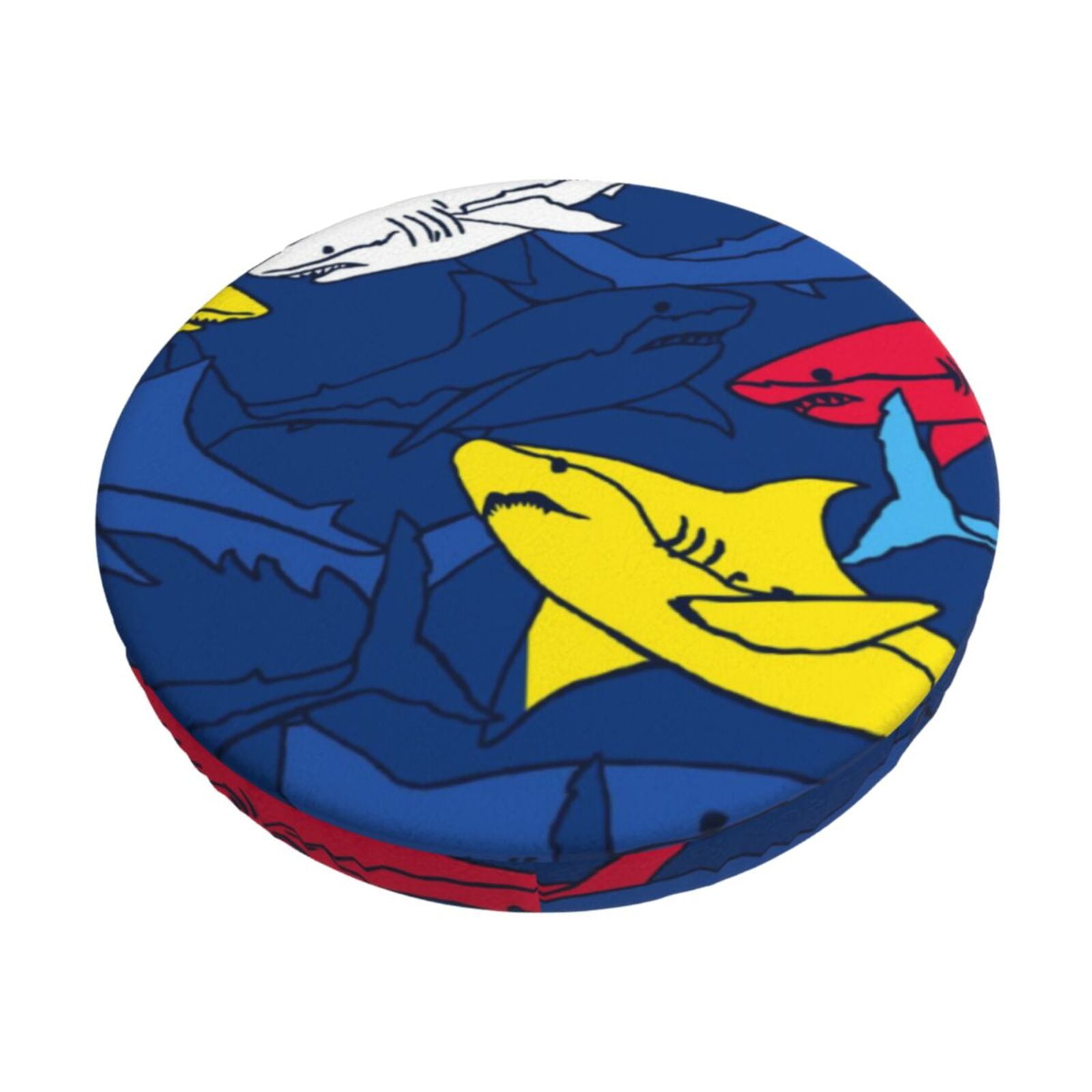 Fotbe Cartoon Shark Stool Covers Round,Waterproof Round Bar Stool ...