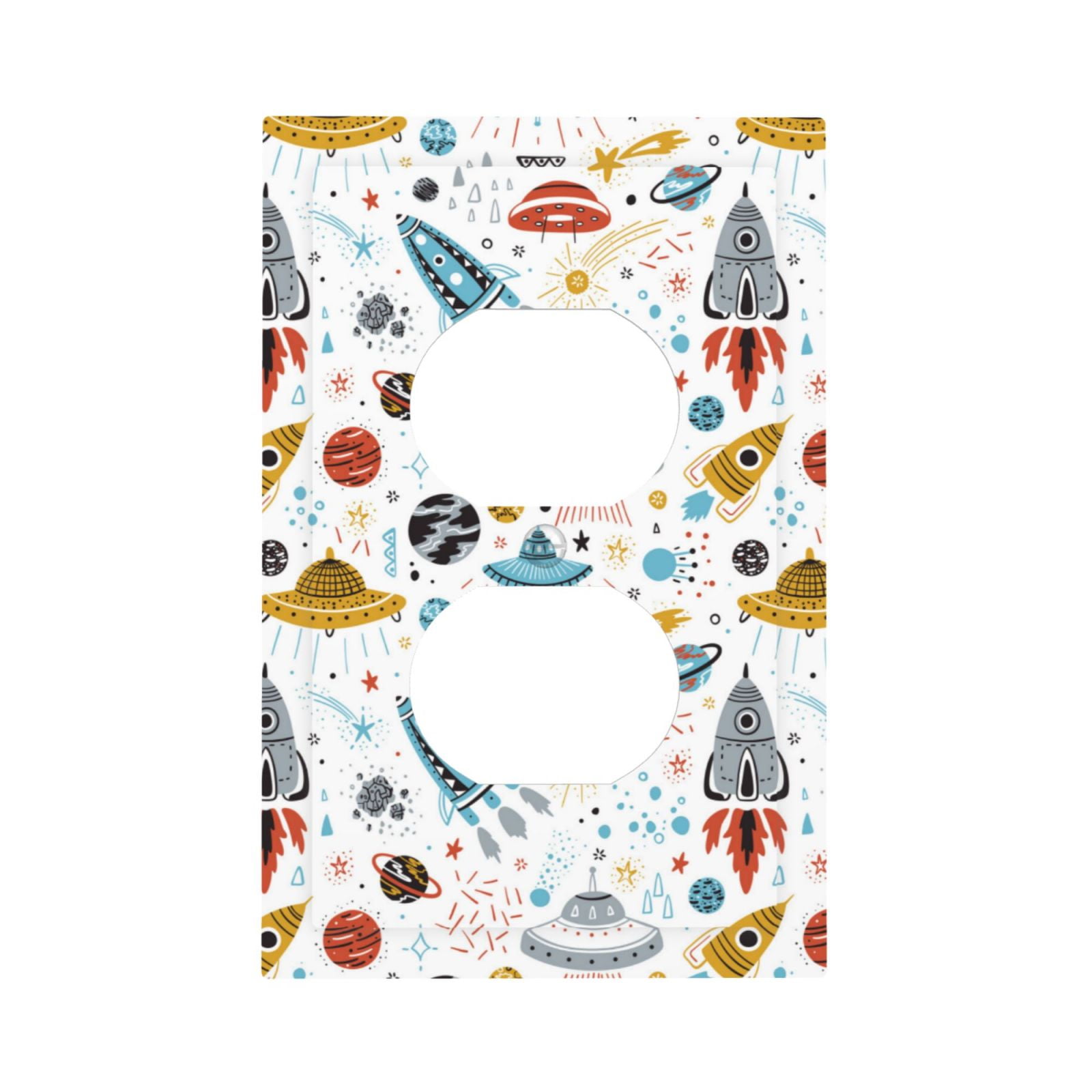 Fotbe Cartoon Space Print Duplex Receptacle Wall Plate, 1-Gang 5.0" x3 ...
