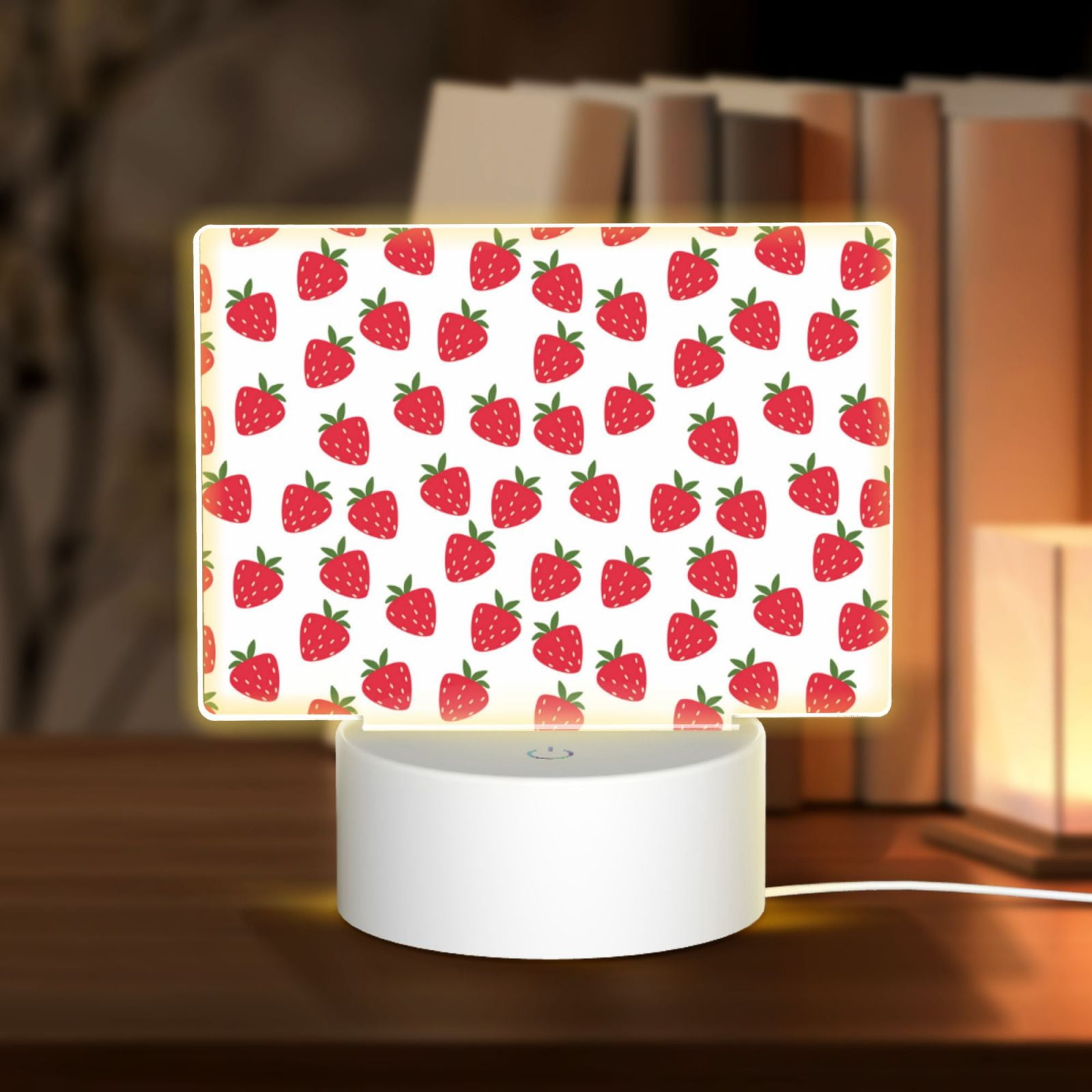 Fotbe Cartoon Strawberry Pattern Acrylic Night Light Gift with 3 Color ...