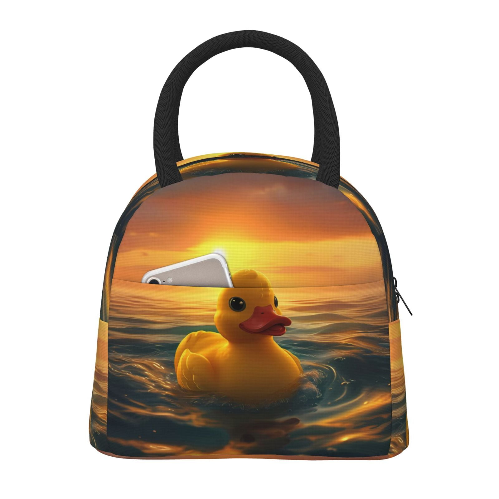 Fotbe Cartoon Swimming Yellow Duck Pattern Lunch Bag, Insulated Lunch ...