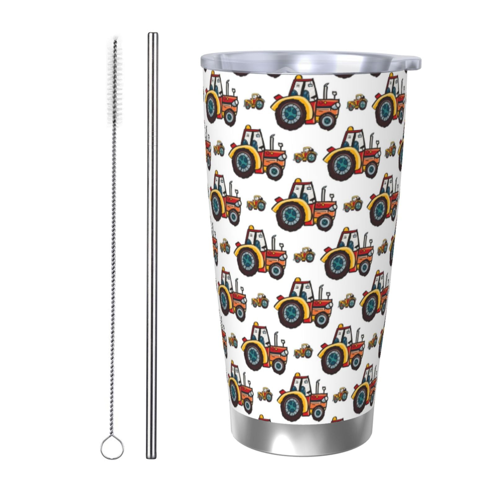Fotbe Cartoon Tractor Pattern 20 oz Tumbler Stainless Steel Vacuum Insulated Coffee Ice Cup ...