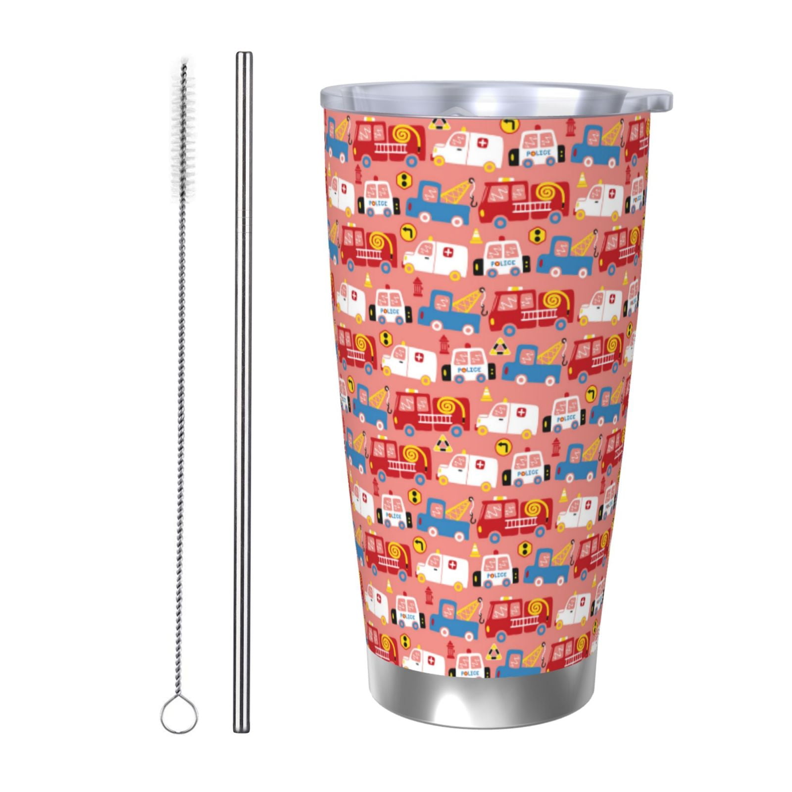 Fotbe Cartoon with Traffic Elements Pattern 20 oz Tumbler Stainless Steel Vacuum Insulated ...