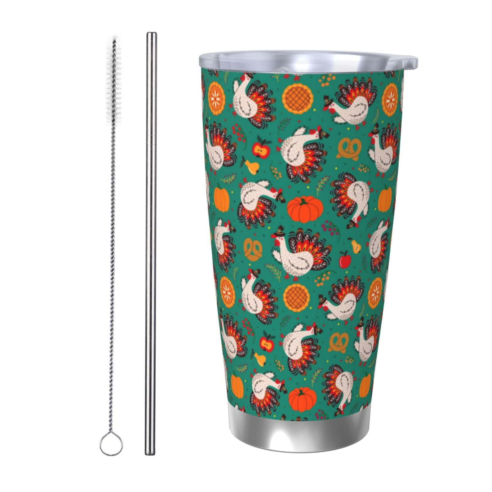 Fotbe Cartoon Turkey Pattern 20 oz Tumbler Stainless Steel Vacuum Insulated Coffee Ice Cup ...