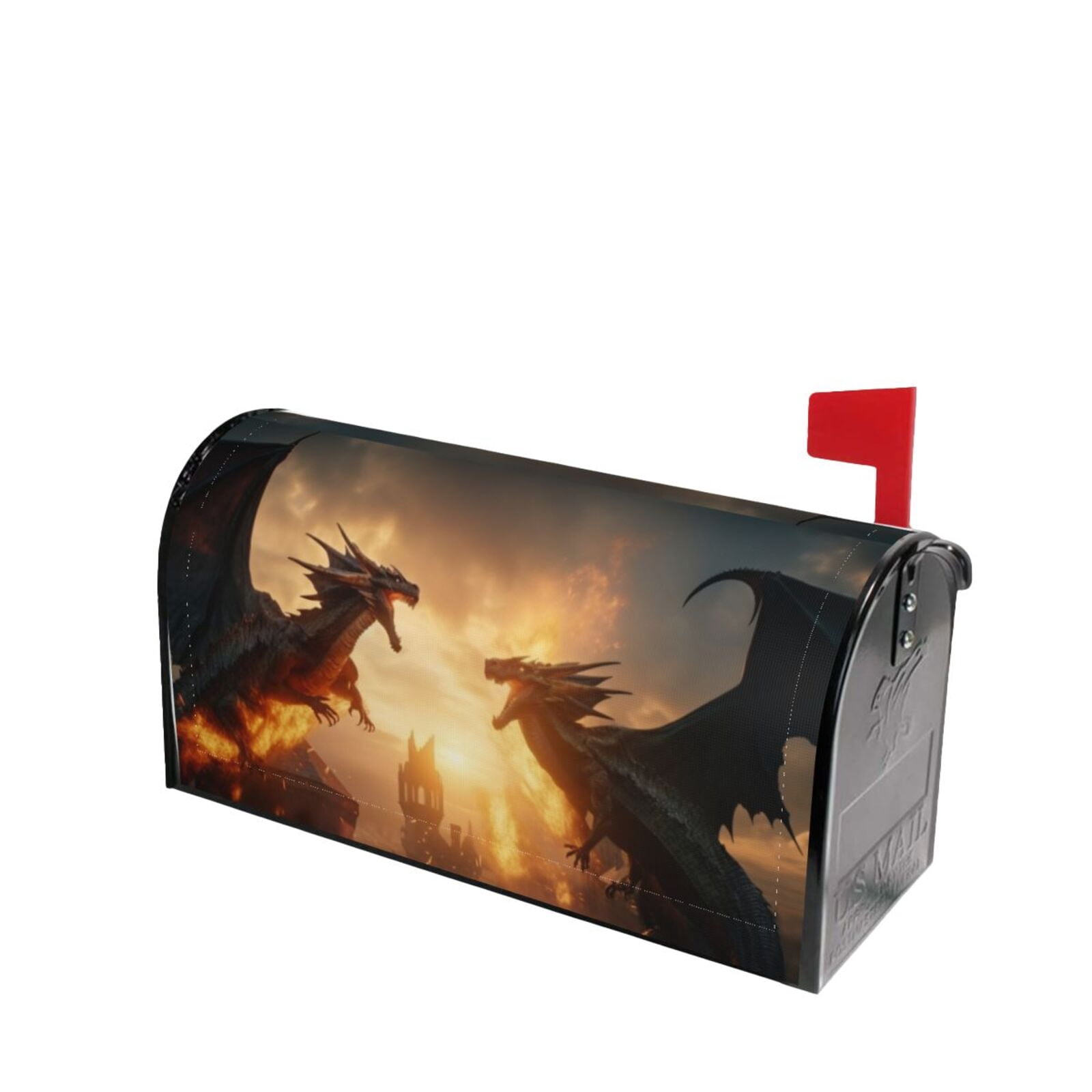 Fotbe Castle Cool Fire Dragon Mailbox Covers Post Letter Box Cover Garden Decor Standard Size-25 ...